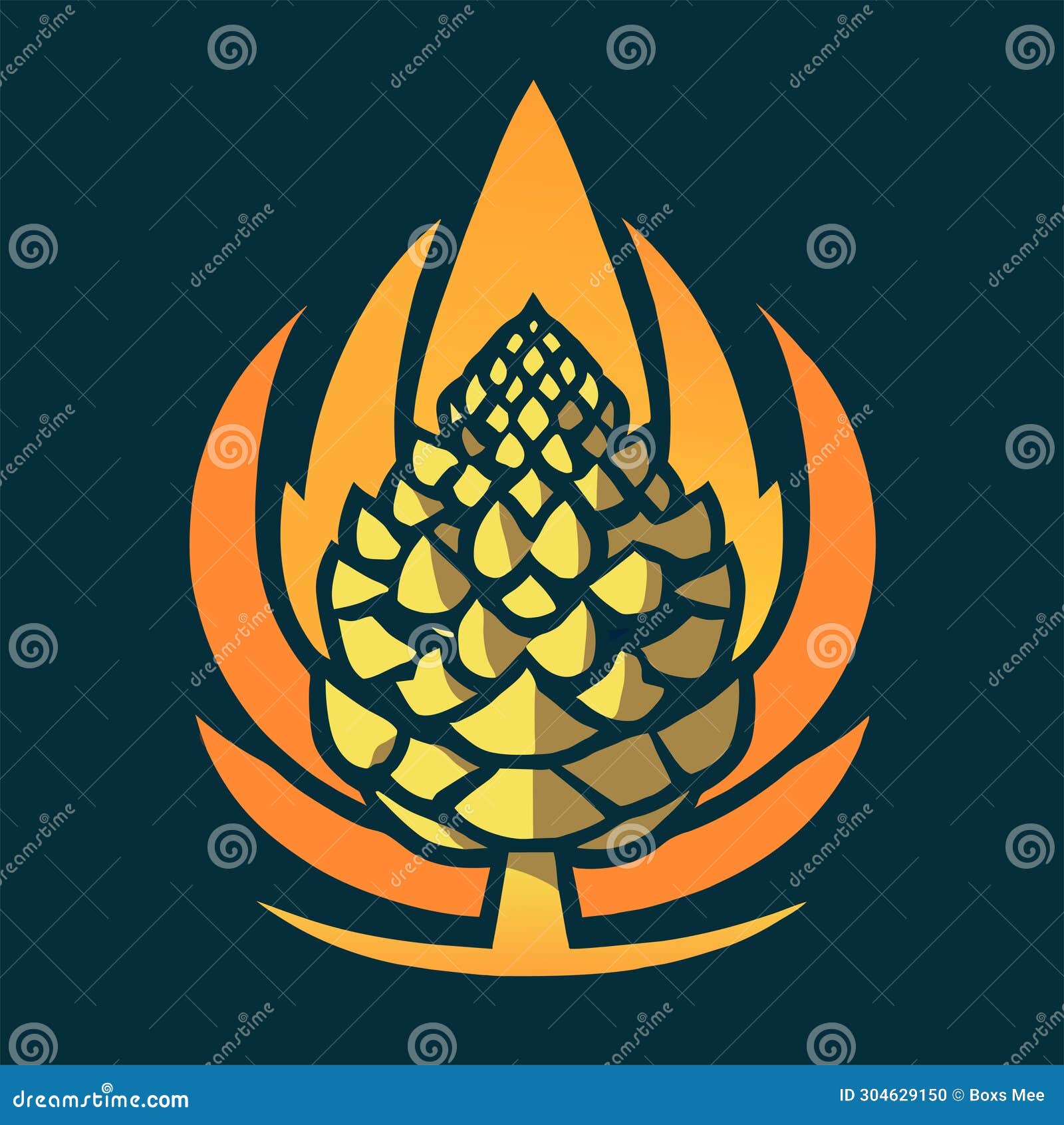 Flaming Pine Cone on Fire. Vector Illustration in Flat Style AI ...