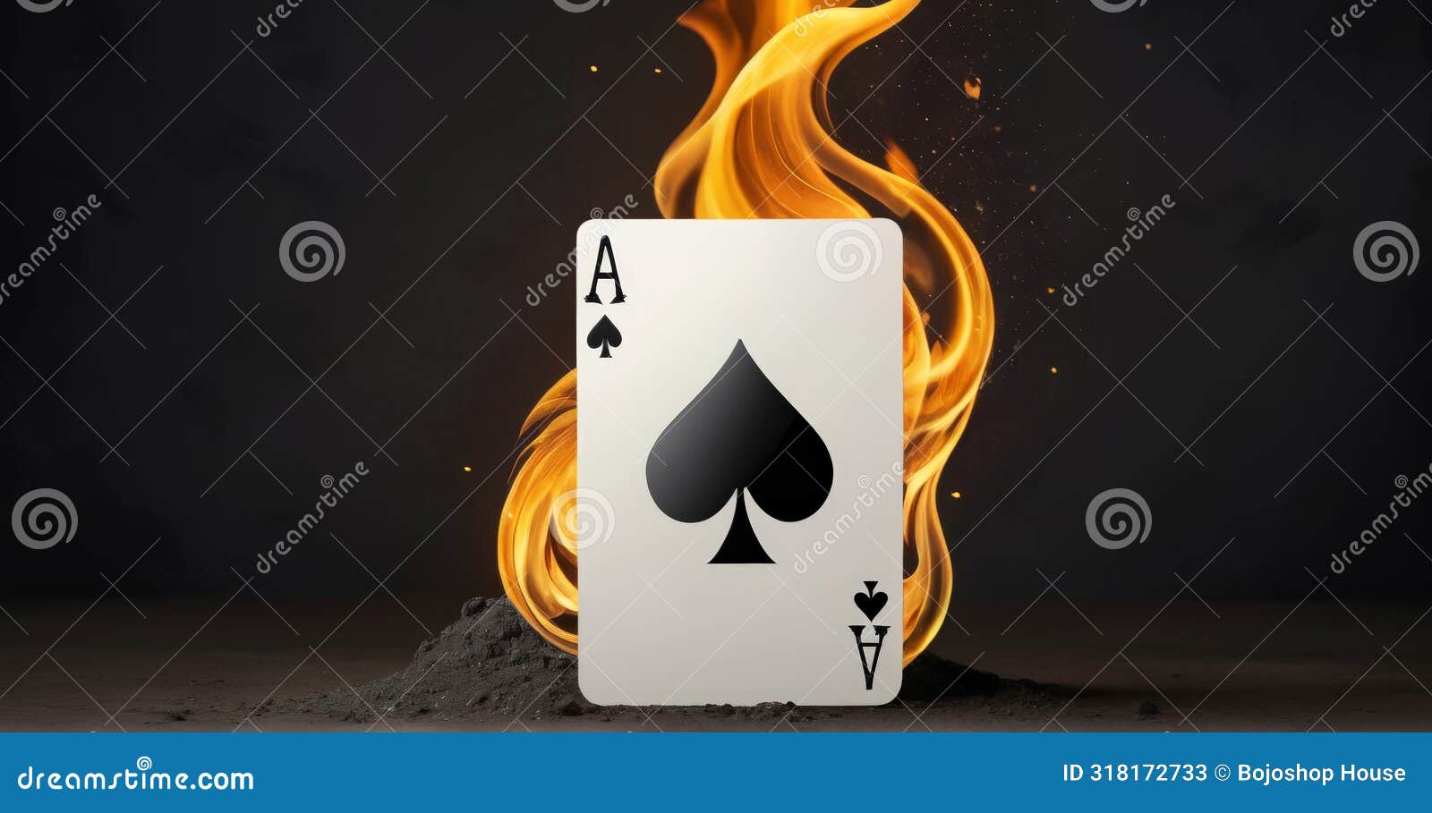 A Flaming Playing Card with a Spade Stock Illustration - Illustration ...