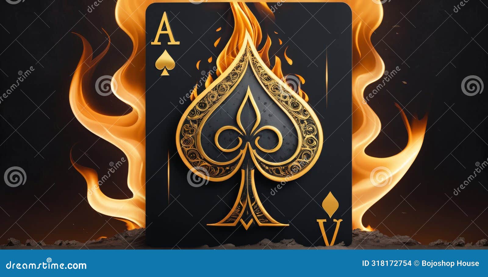 A Flaming Playing Card with a Spade Stock Illustration - Illustration ...
