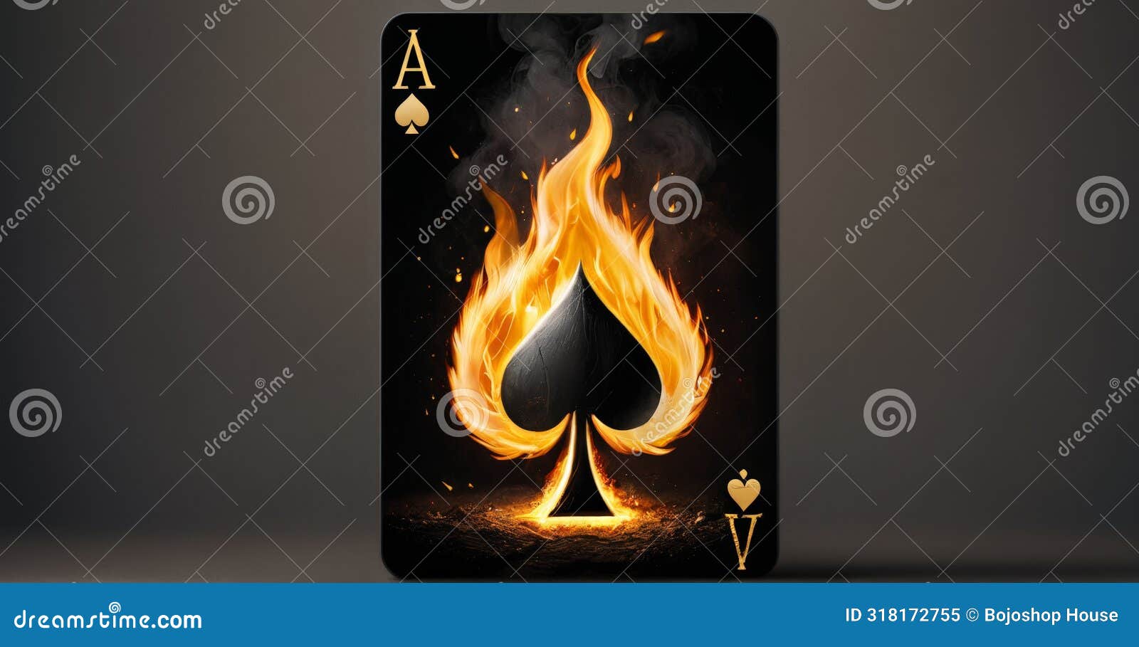 A Flaming Playing Card with a Spade Stock Illustration - Illustration ...