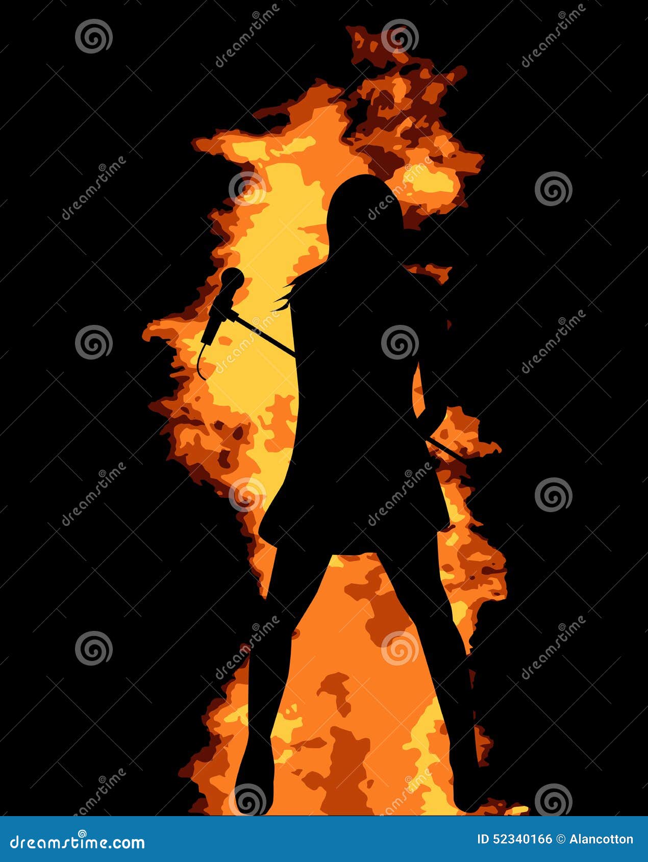 Flaming Pop Star stock illustration. Illustration of rock - 52340166