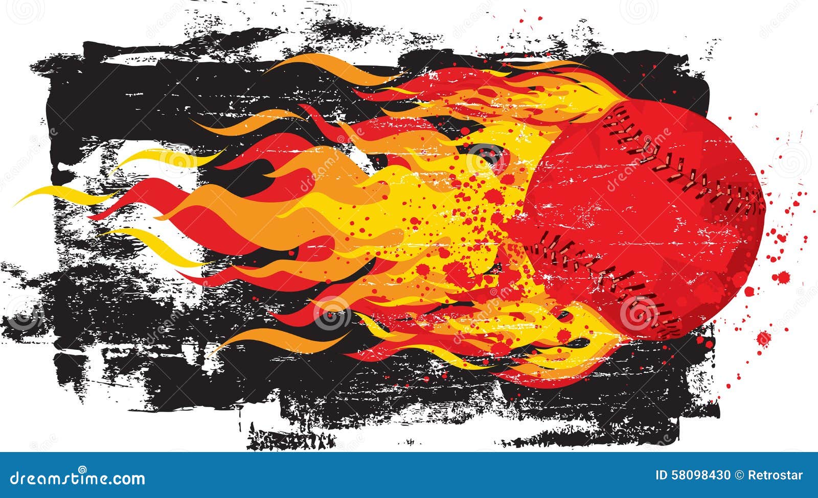 Flaming Red Fastball stock vector. Illustration of fastball - 58098430