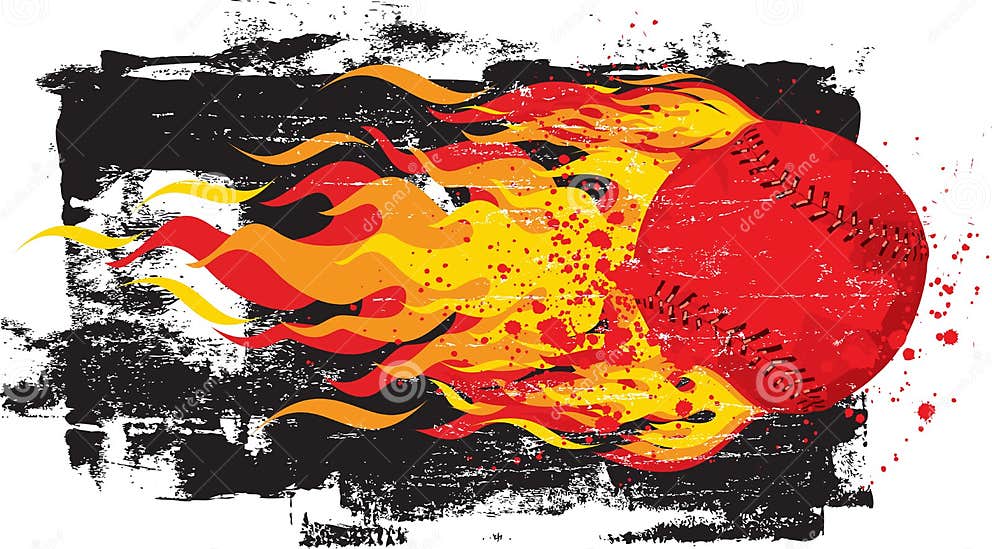 Flaming Red Fastball stock vector. Illustration of fastball - 58098430