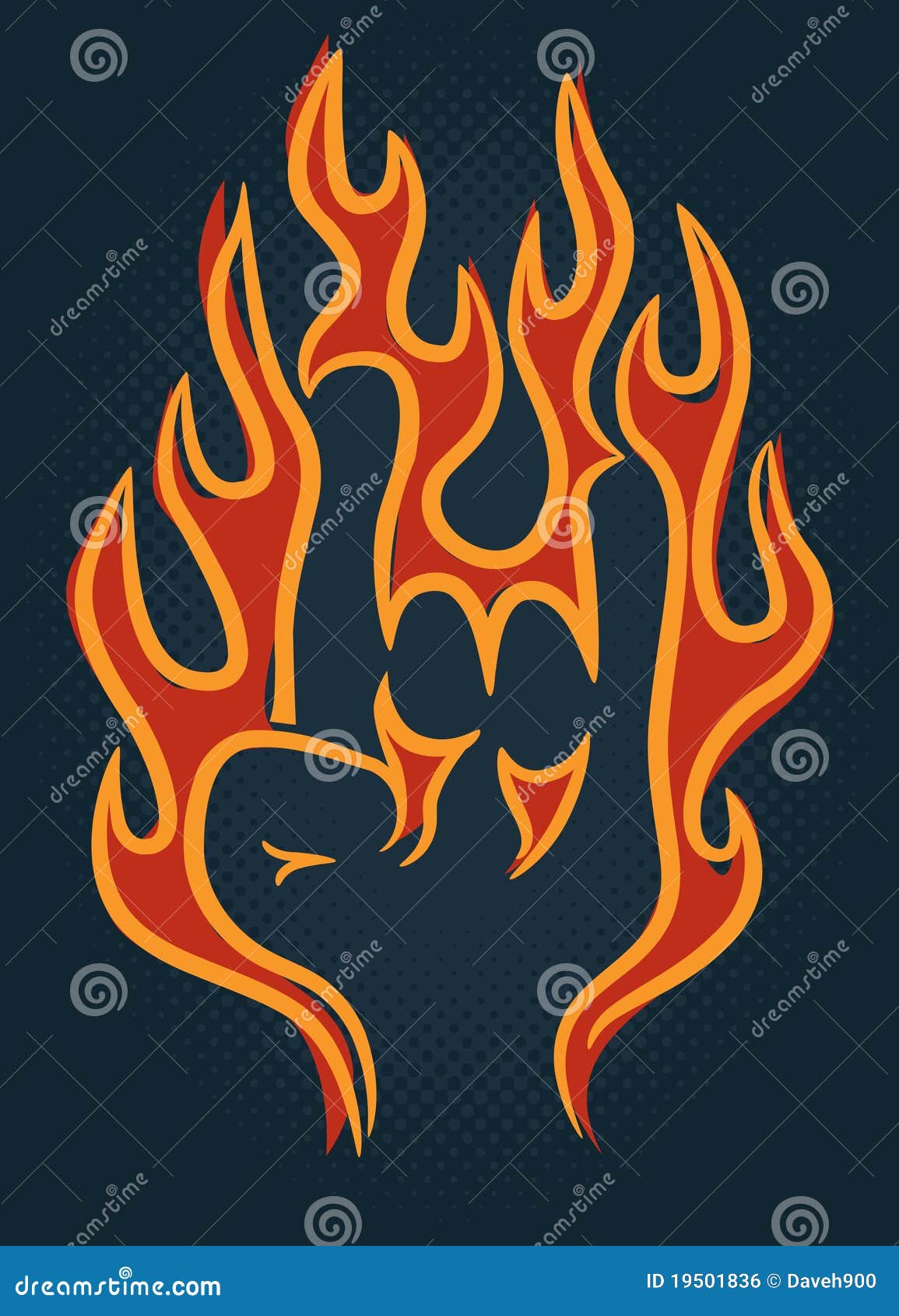 Flaming Rock and Roll Hand stock vector. Illustration of sign - 19501836