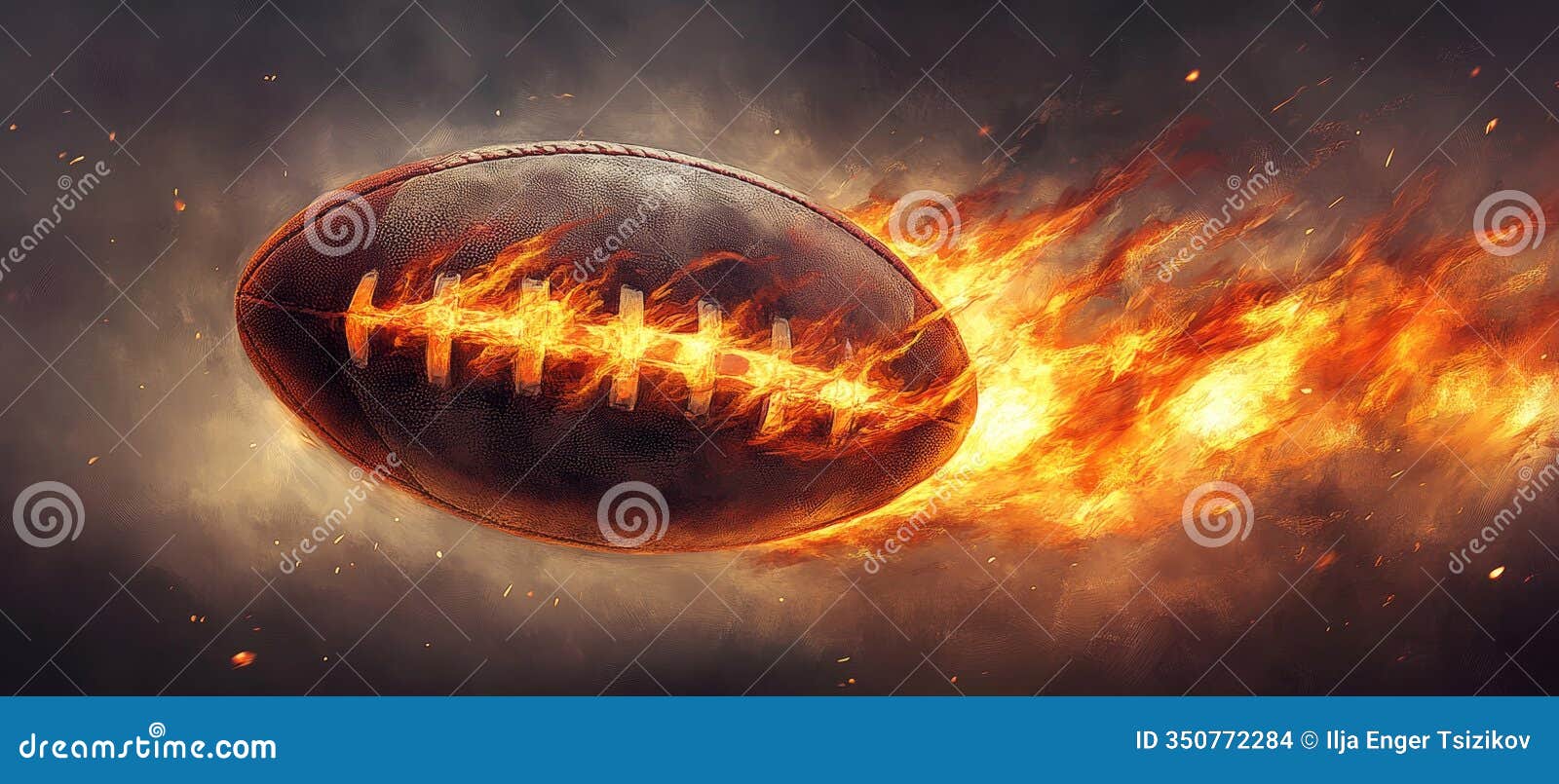 Flaming Rugby Ball a Symbol of Ignition and Velocity Set Against a ...