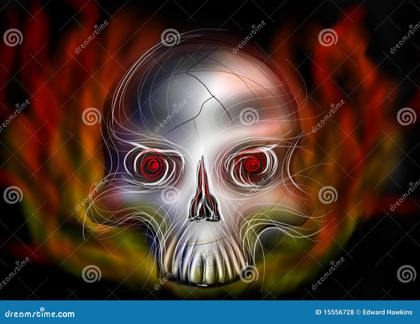 Flaming skull stock illustration. Illustration of lines - 15556728