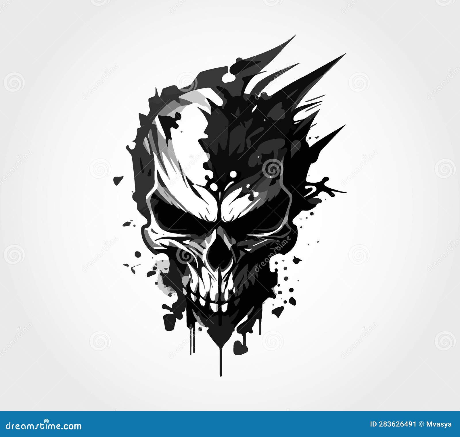 Flaming Skull. Demon. Burning Head of Skeleton. Fire Show Concept for ...