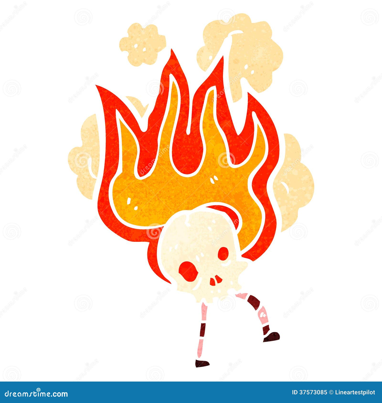 Flaming Skull Retro Cartoon Character Stock Vector - Illustration of ...