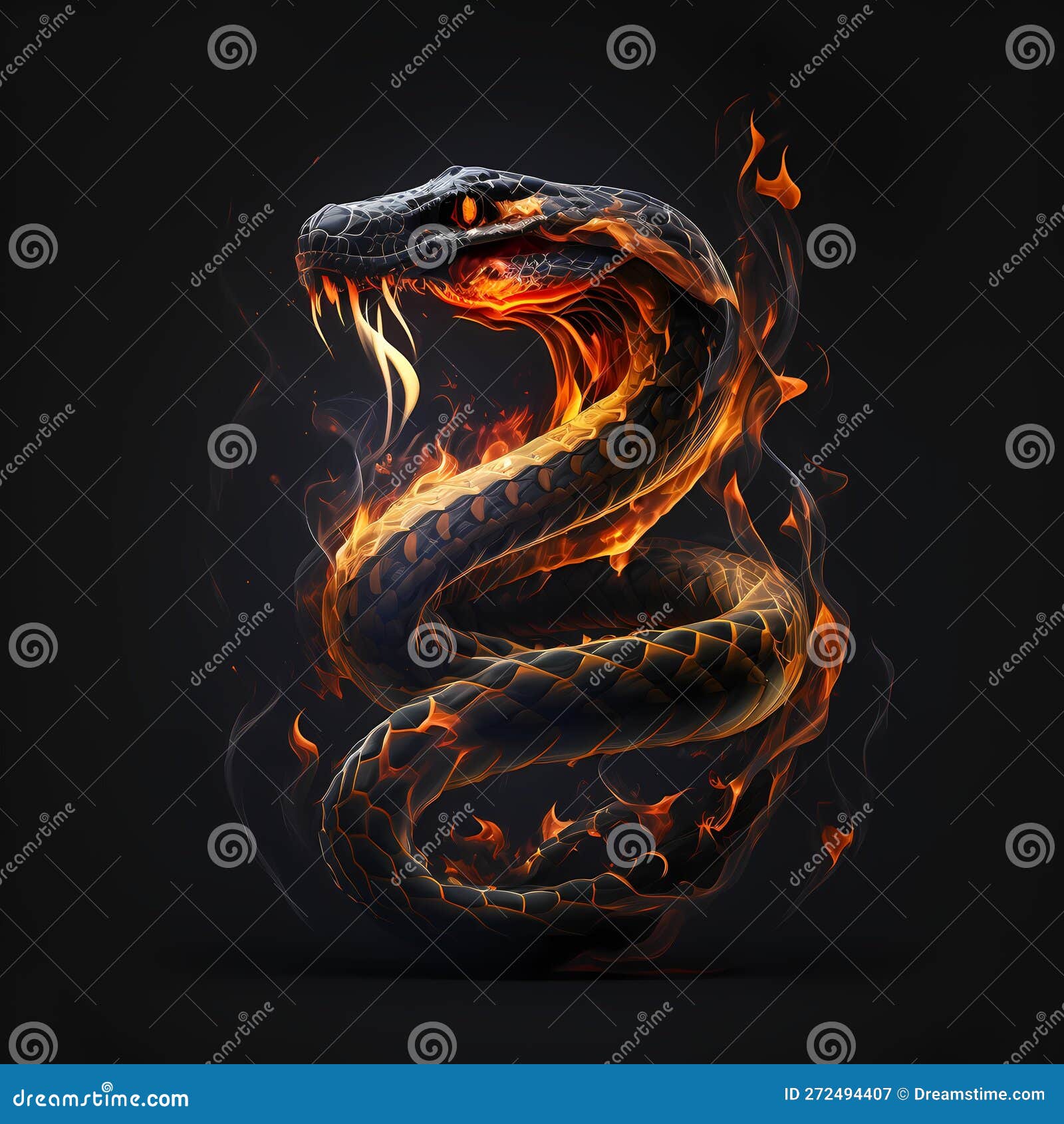Flaming Snake. Generative AI Stock Illustration - Illustration of heat ...