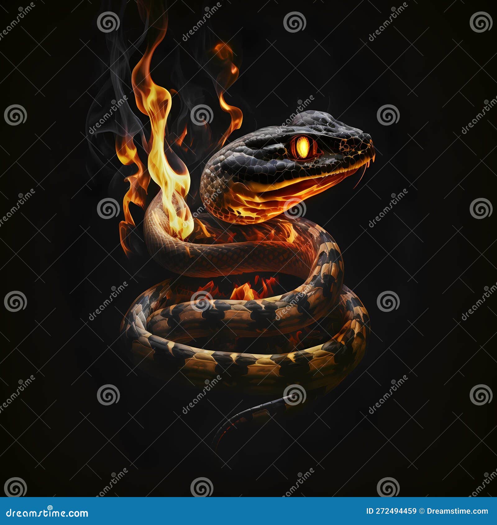 Flaming Snake. Generative AI Stock Illustration - Illustration of ...