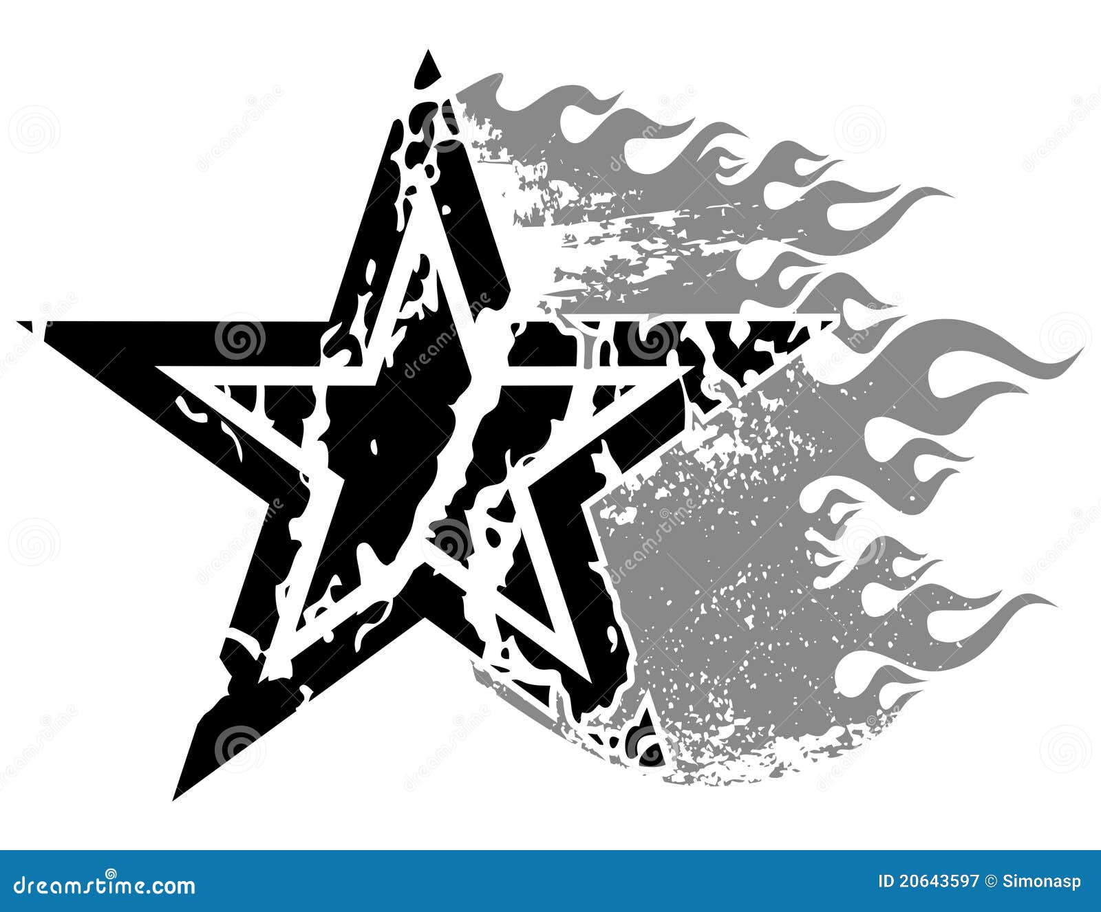 Flaming star stock vector. Illustration of textured, effect - 20643597