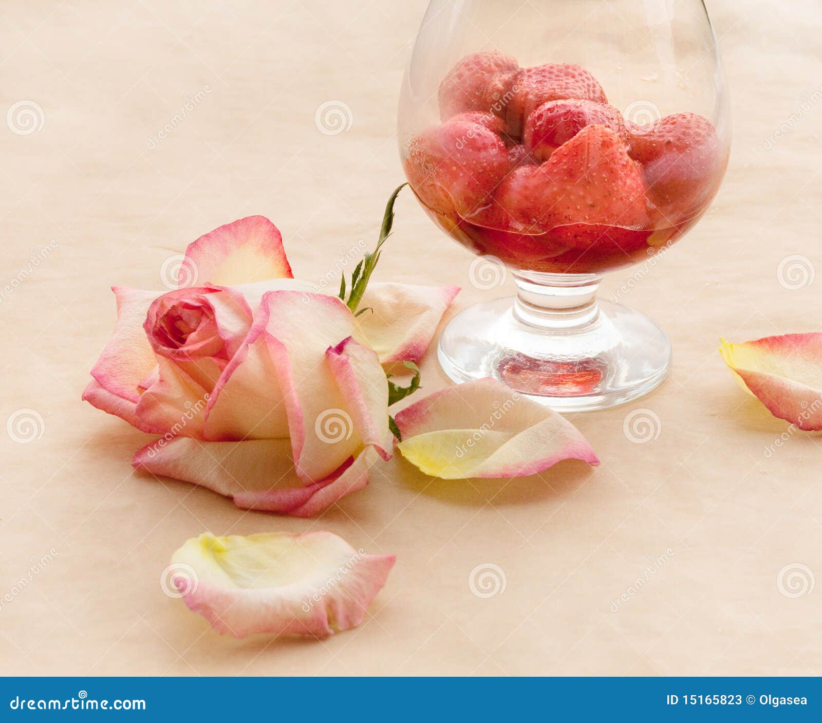 Flaming Strawberry and Ailing Rose Stock Image - Image of growing ...