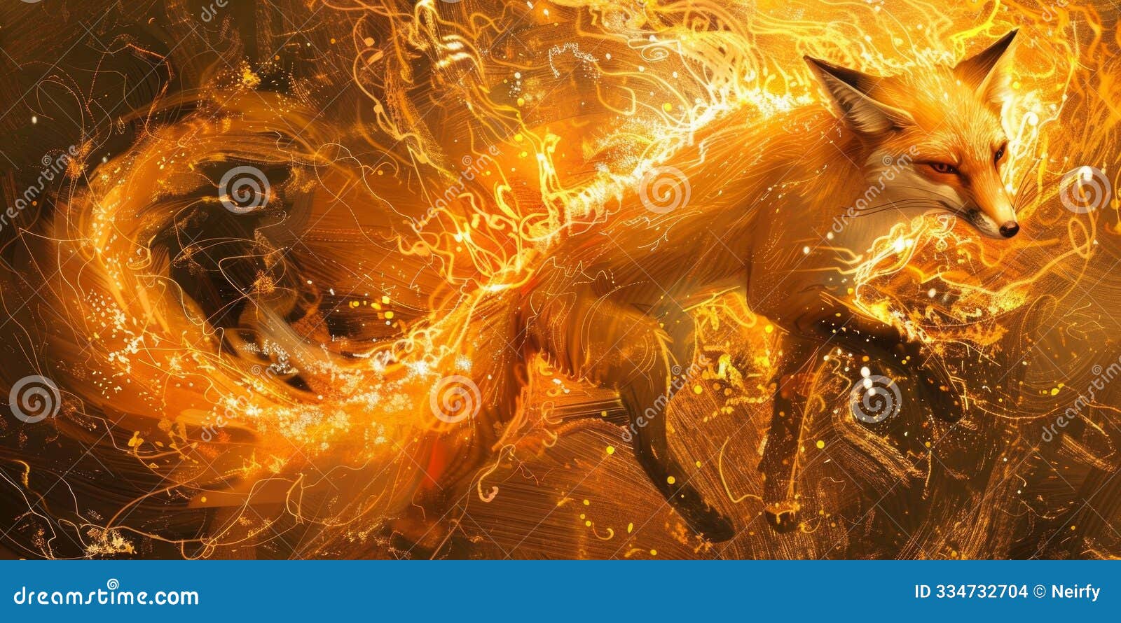 Flaming Tail. a Golden Vixen with His Flaming Tail. Stock Photo - Image ...