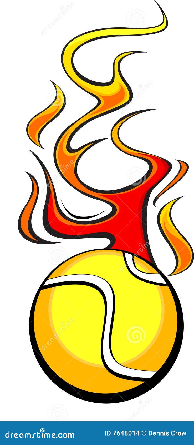 Flaming Tennis Ball stock vector. Illustration of court - 7648014