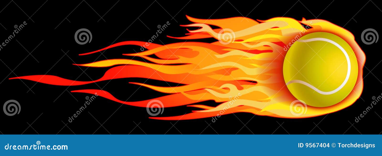 A Flaming Tennis Ball On Fire Flying Silhouette In Black Background ...