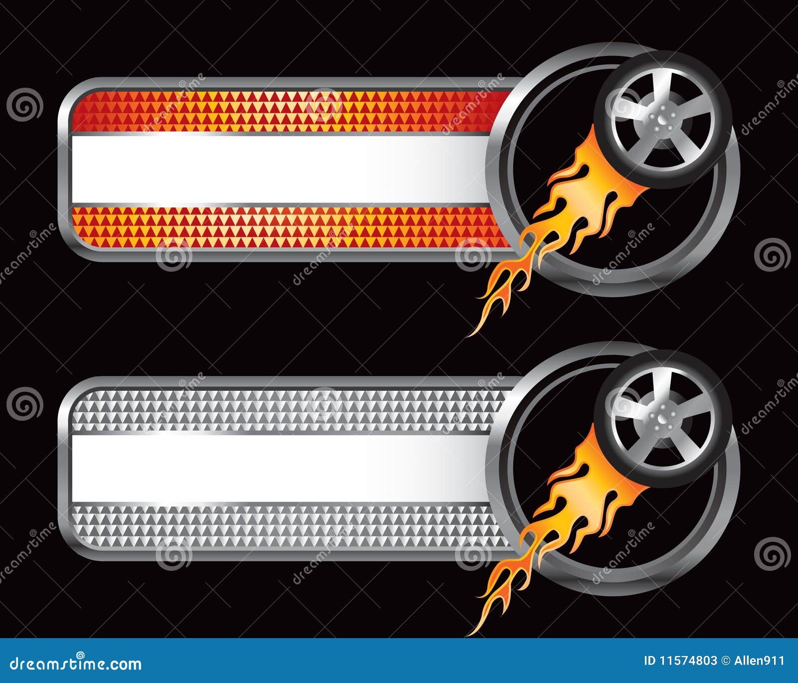Flaming Tire on Orange and Silver Checkered Tabs Stock Vector ...