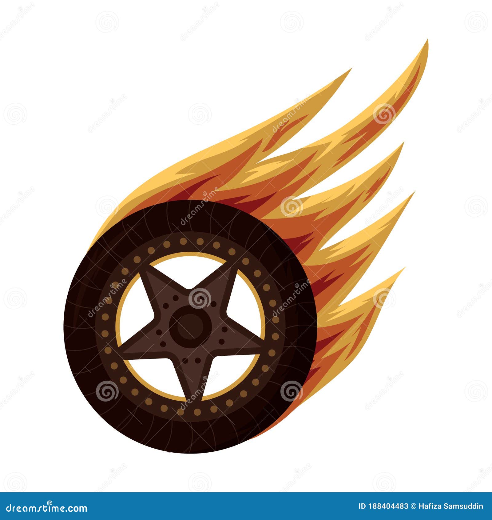 Flaming Tire. Vector Illustration Decorative Design Stock Vector ...