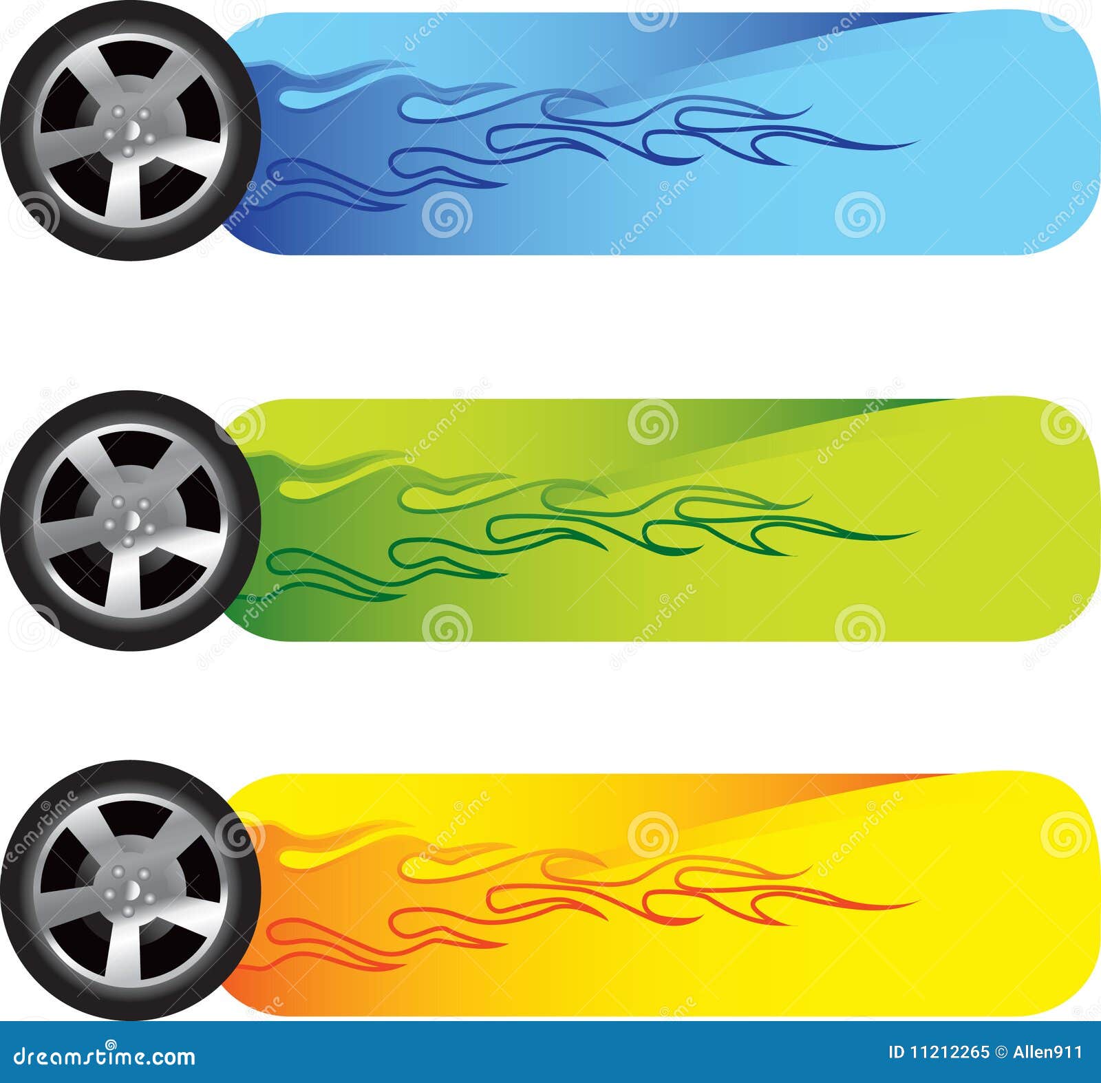 Flaming Tires on Colored Tabs Stock Vector - Illustration of drive ...