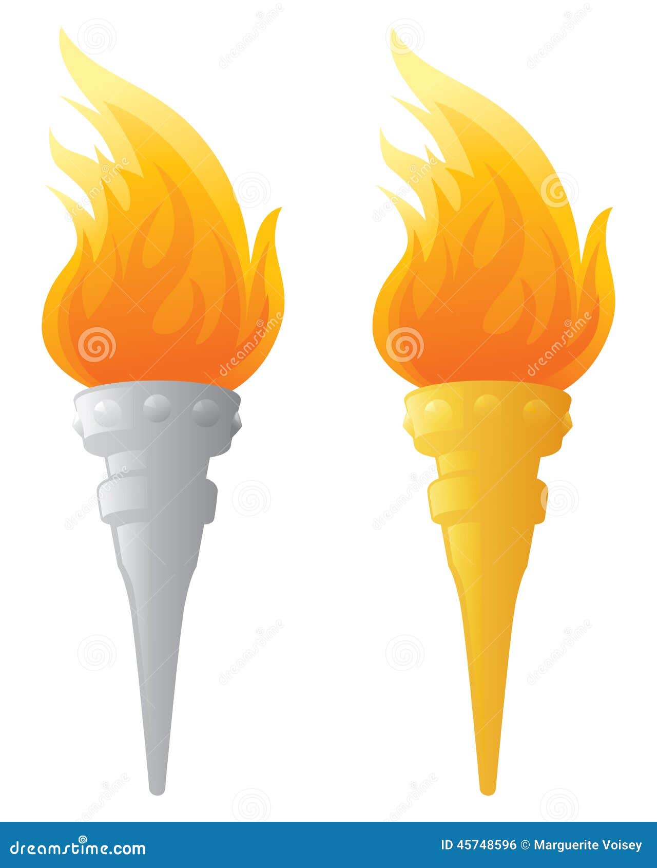 Flaming Torch Isolated On White Background. Brightly Blazing Red-orange ...