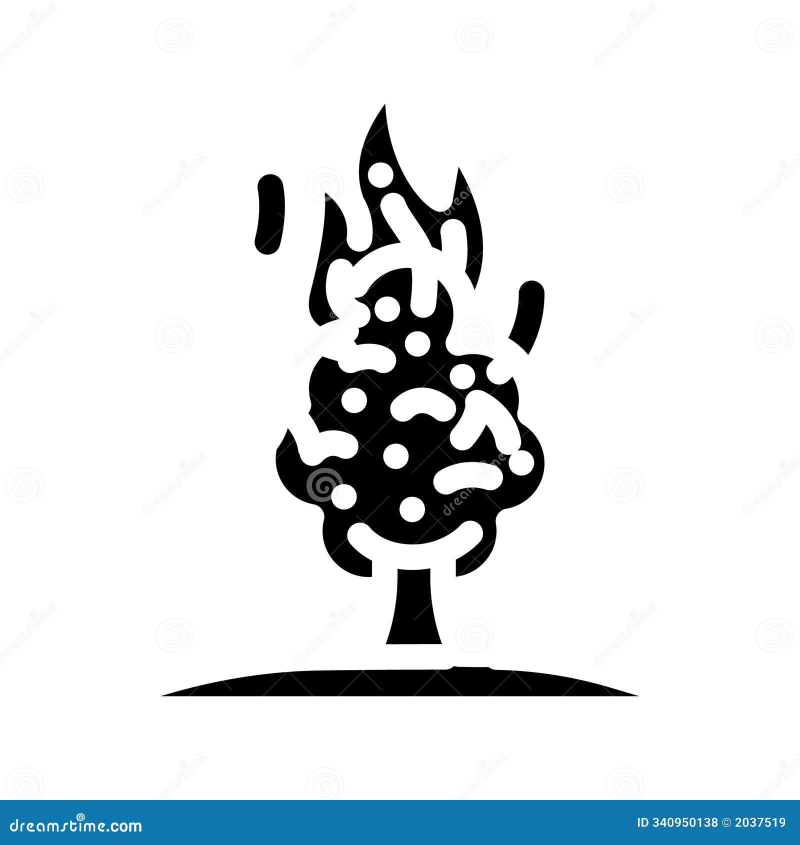 Flaming Tree Wildfire Disaster Glyph Icon Vector Illustration Stock ...