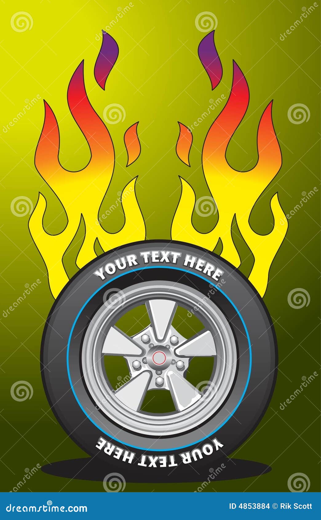 Car Wheel With Flames Logo Cartoon Vector | CartoonDealer.com #22961885
