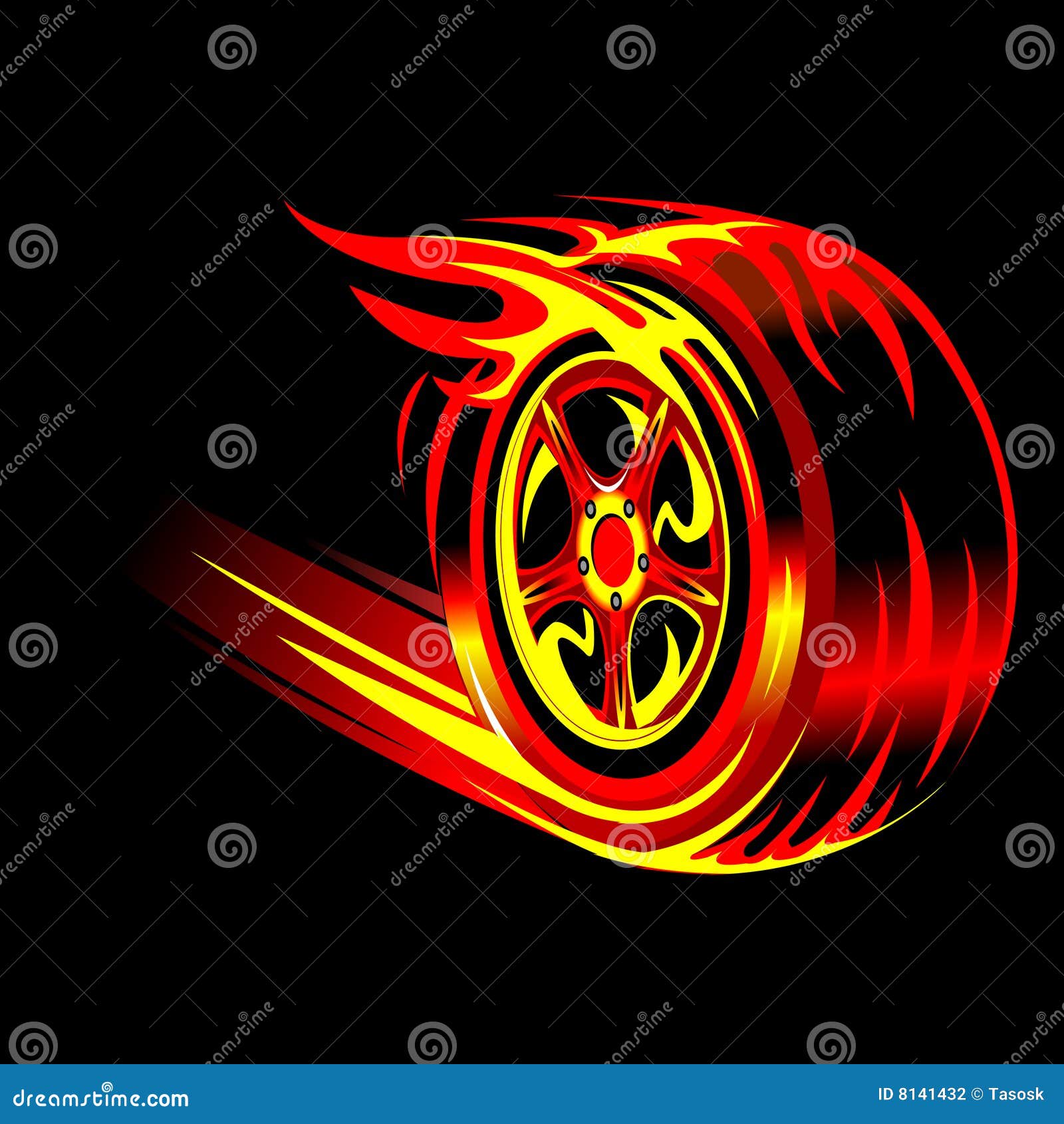 Flaming wheel stock vector. Illustration of moving, object - 8141432