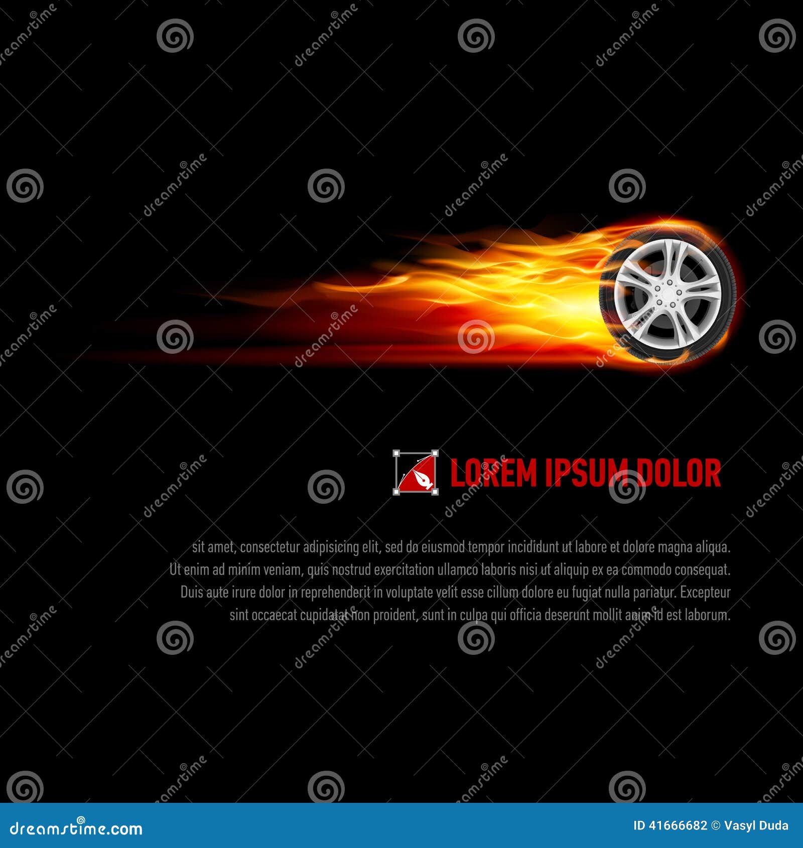 Flaming wheel stock vector. Illustration of auto, energy - 41666682