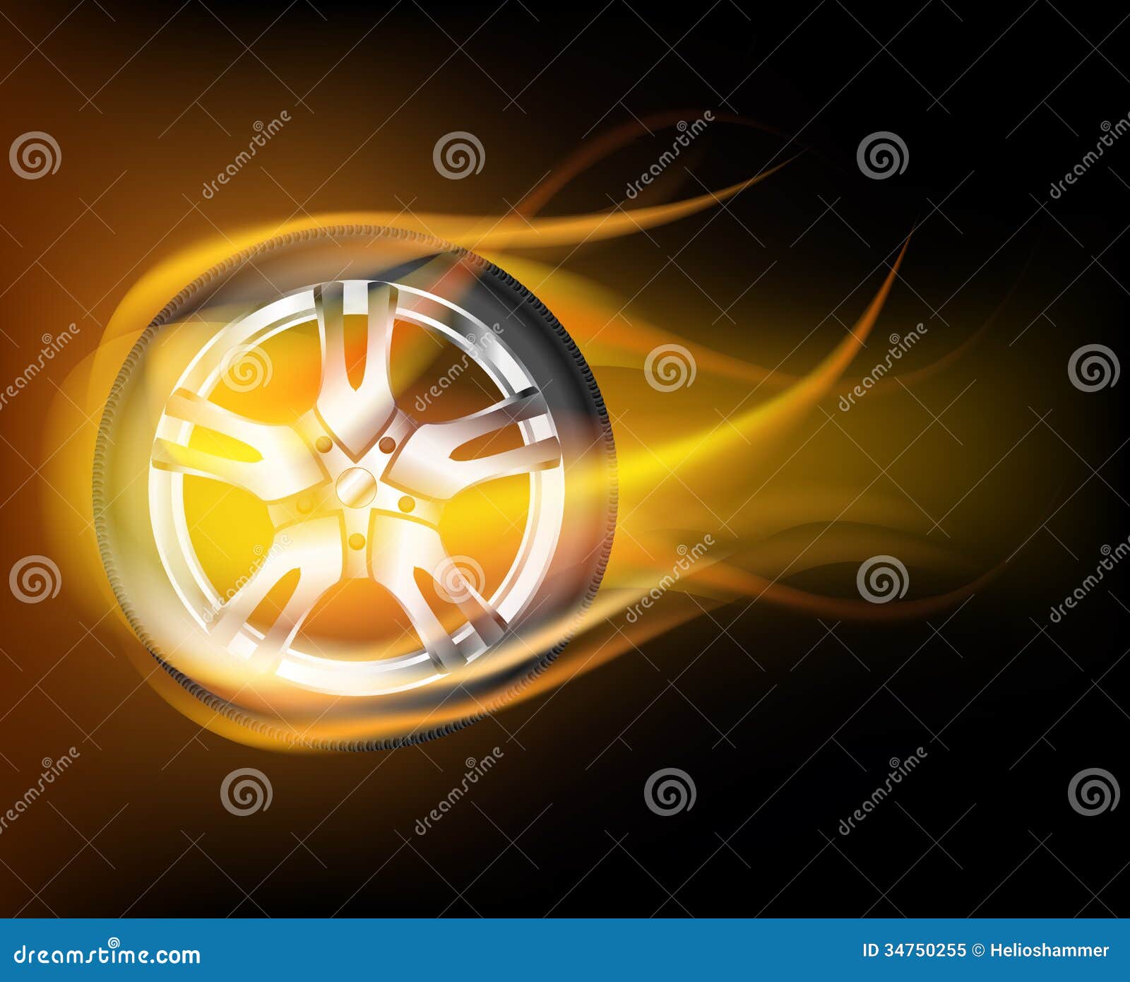 Flaming wheel stock vector. Illustration of automotive - 34750255