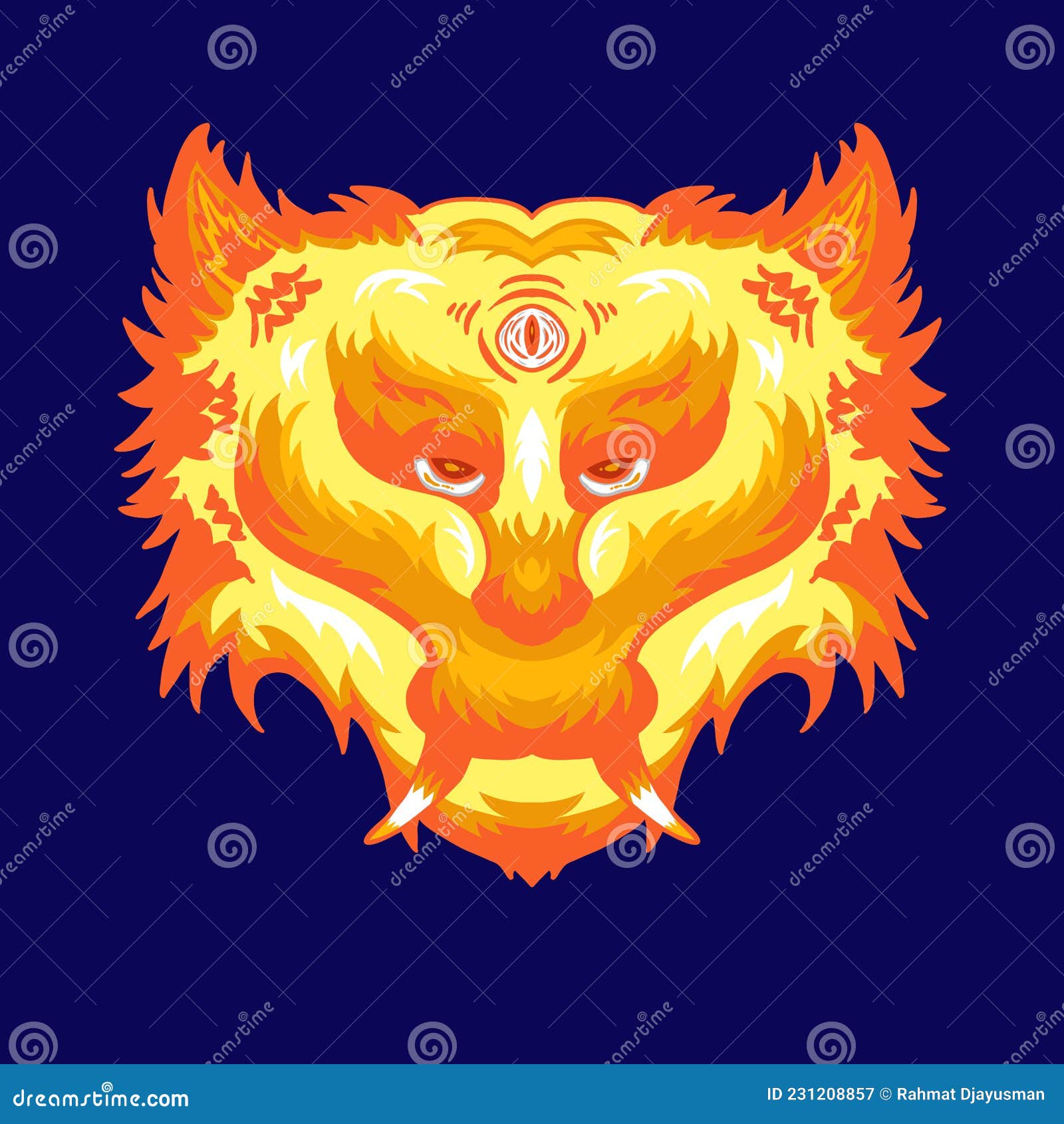 Flaming Wolf Head On Fire Isolated Cartoon Vector | CartoonDealer.com ...