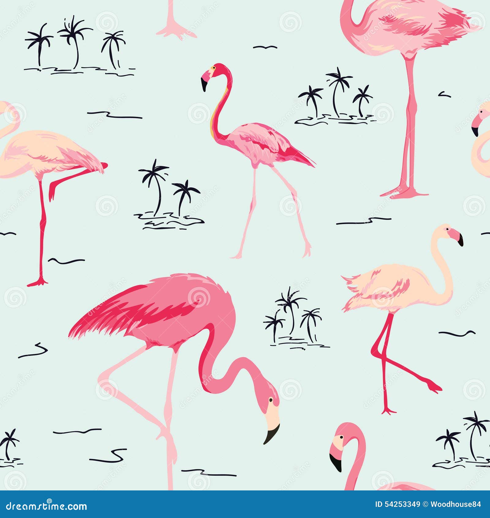 Flamingo Bird Background stock vector. Illustration of vector - 54253349