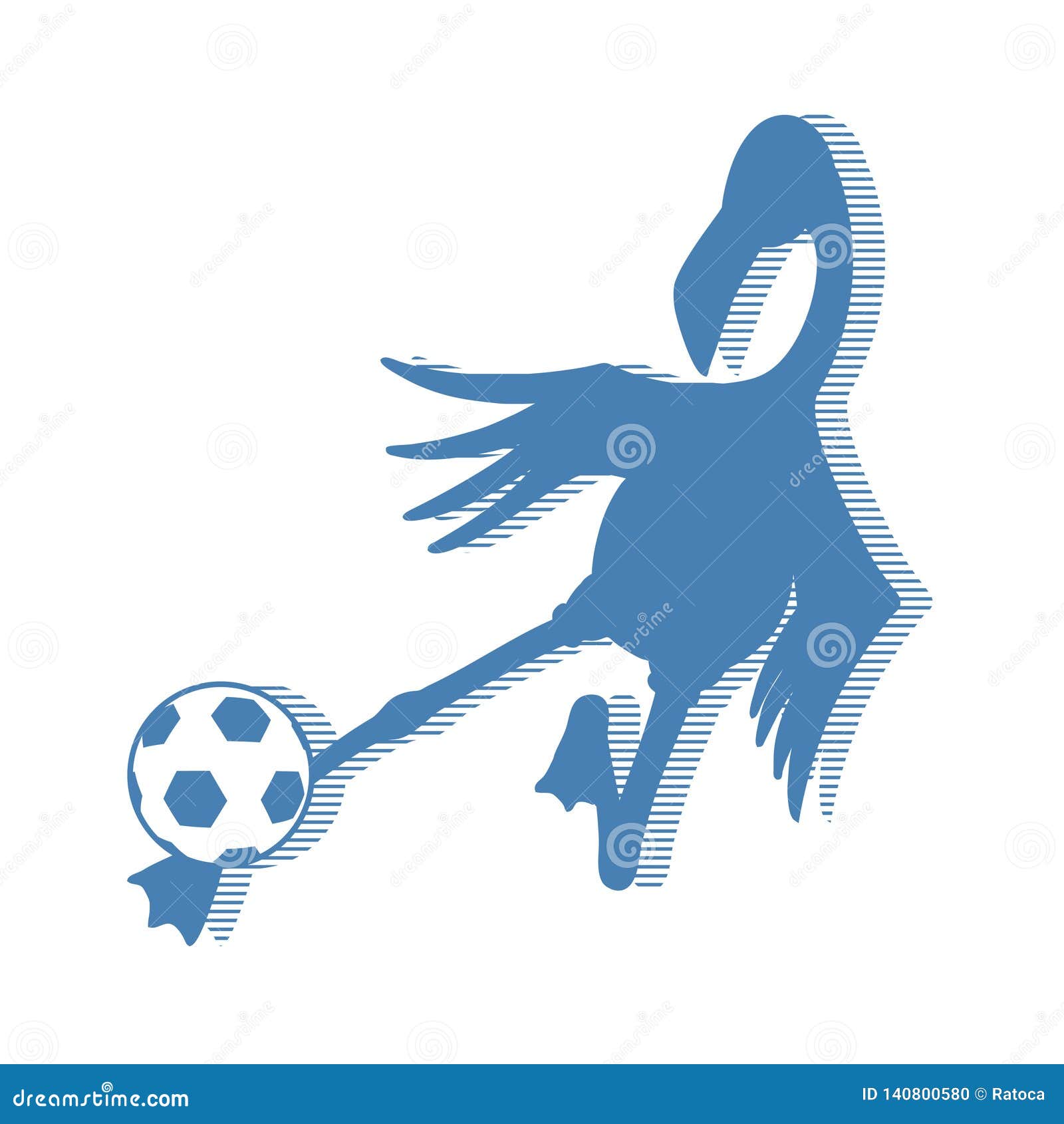 Flamingo Bird Playing Football Stock Illustration - Illustration of ...