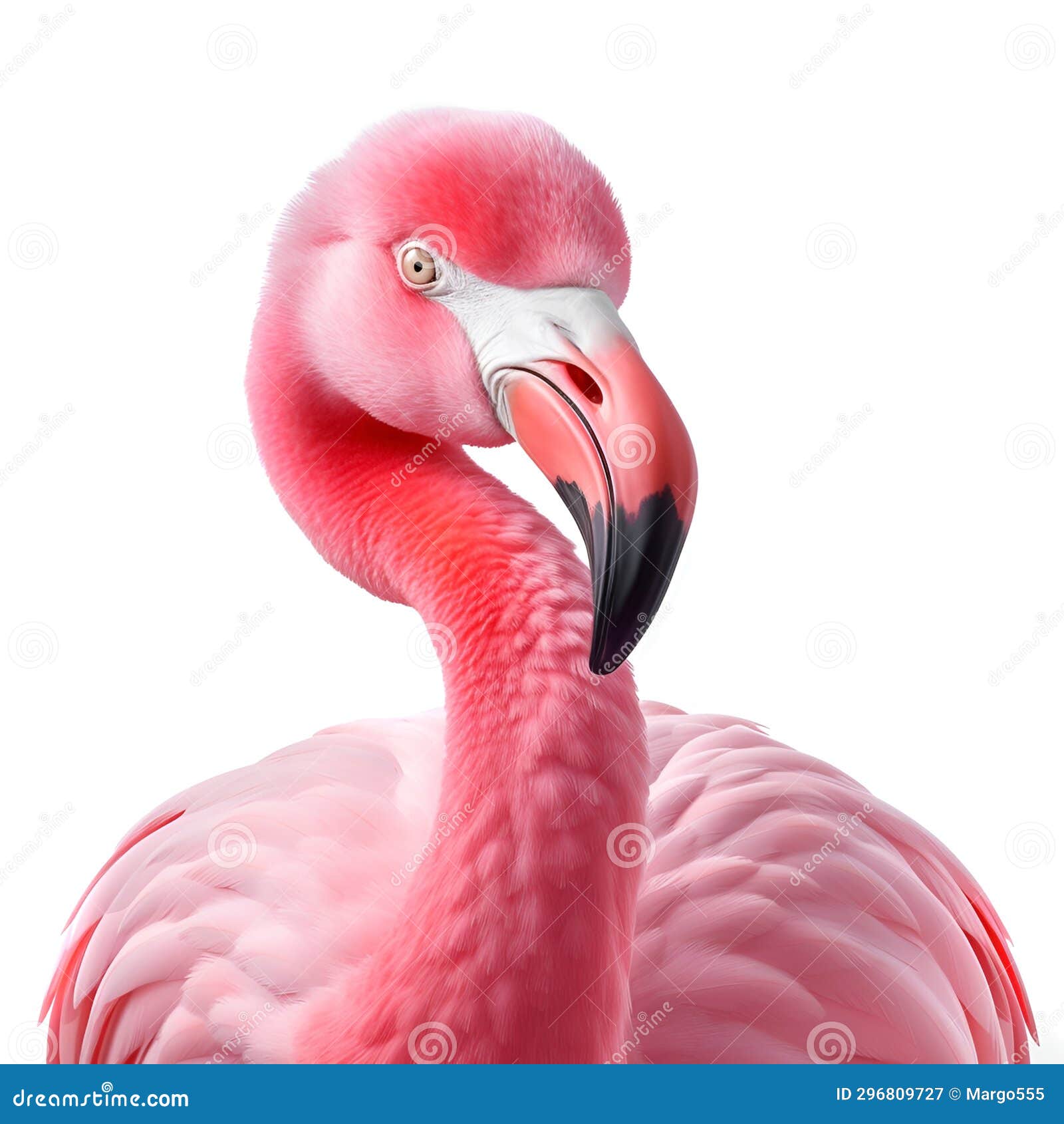 Flamingo Birds on White Backgrounds Closeup. Full-face Stock ...