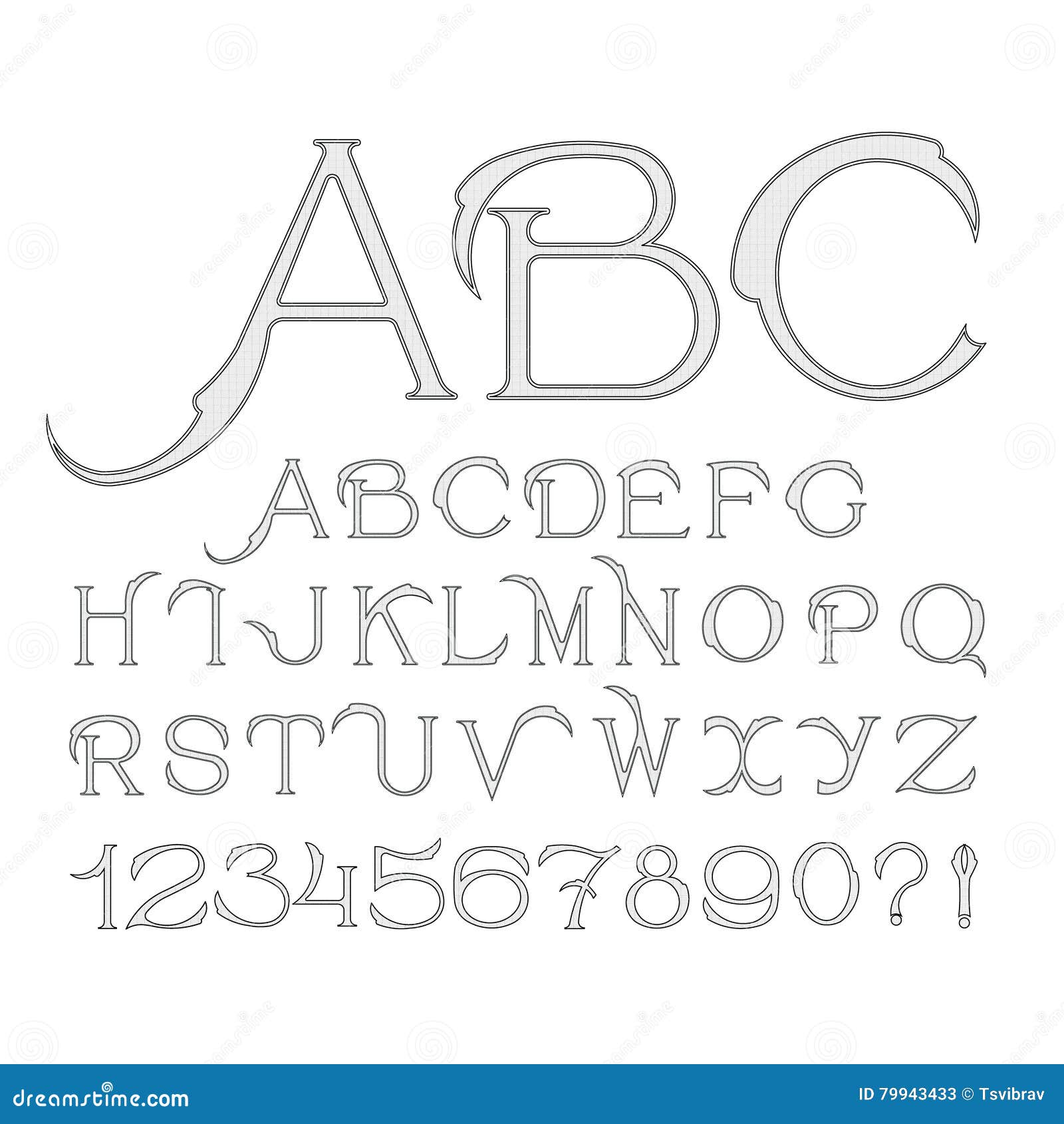 Elegant Unique Alphabet Font. Vector Illustration Of Typography ...