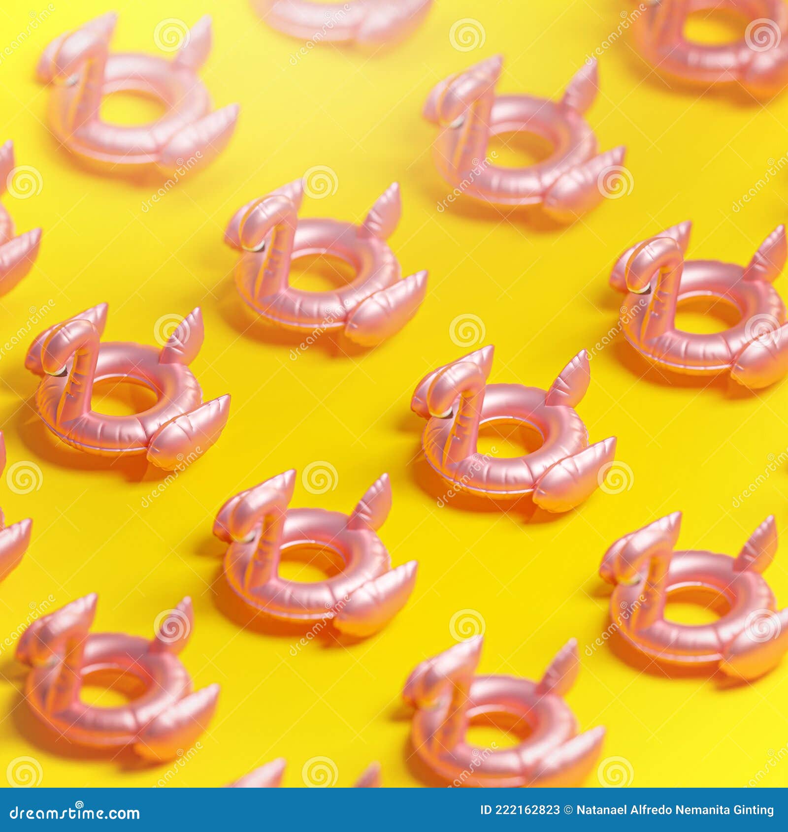 Flamingo Floar Patern Yellow Summer Background 3D Rendering Stock ...