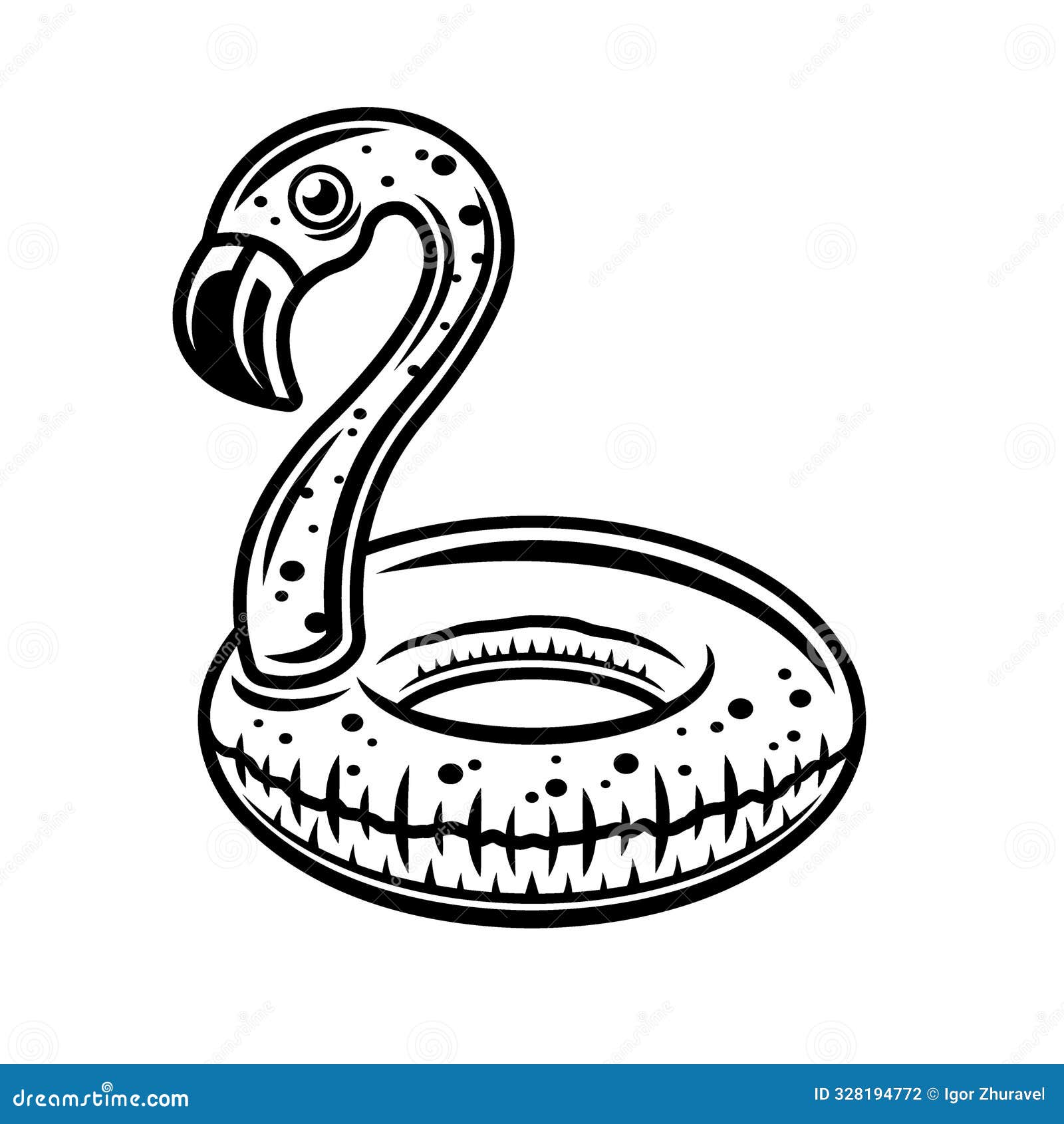 Flamingo Float Vector Illustration in Black Style Isolated on White ...