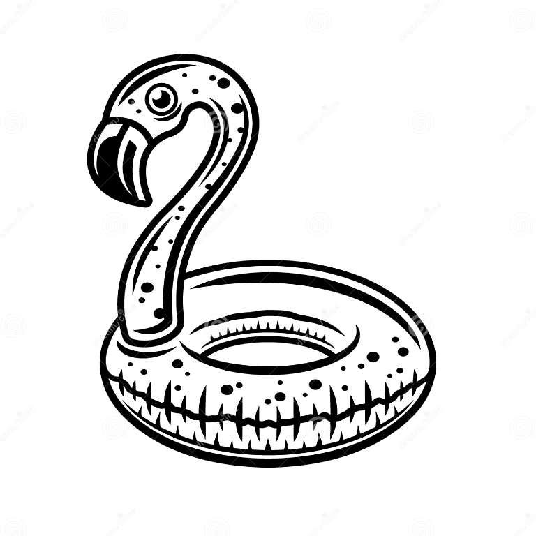 Flamingo Float Vector Illustration in Black Style Isolated on White ...