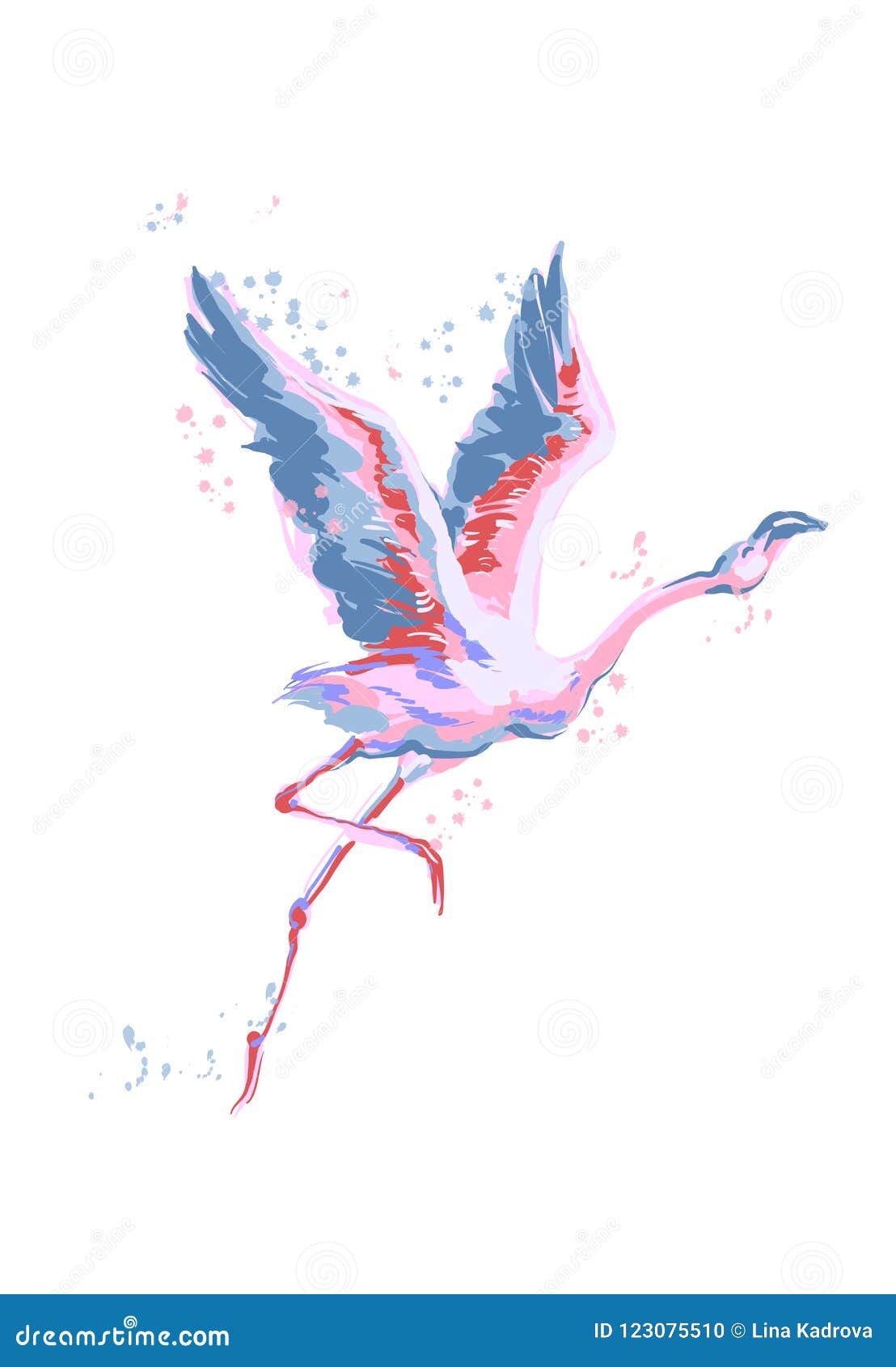 Flamingo Flying. Isolated Birds on White Background. Sketch Vector ...