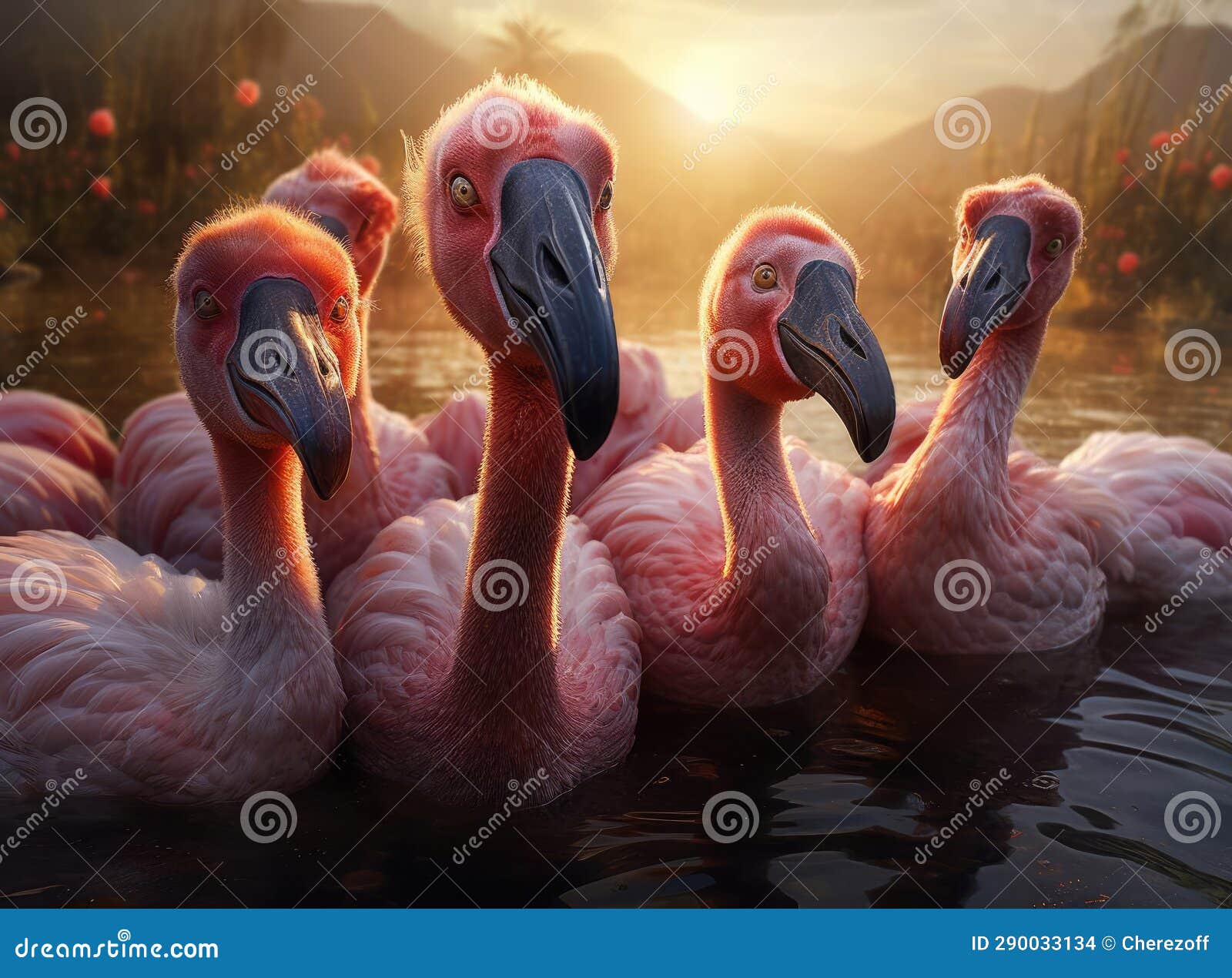 Flamingo group stock photo. Image of flock, beak, safari - 290033134