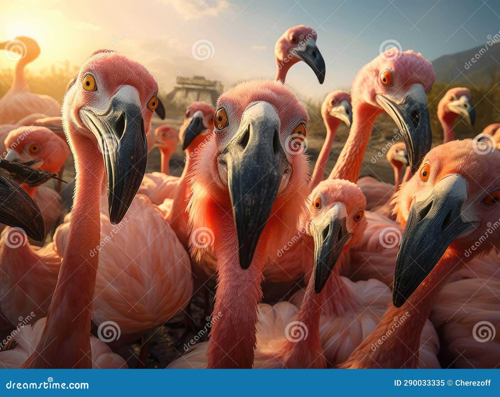Flamingo group stock image. Image of isolated, flock - 290033335