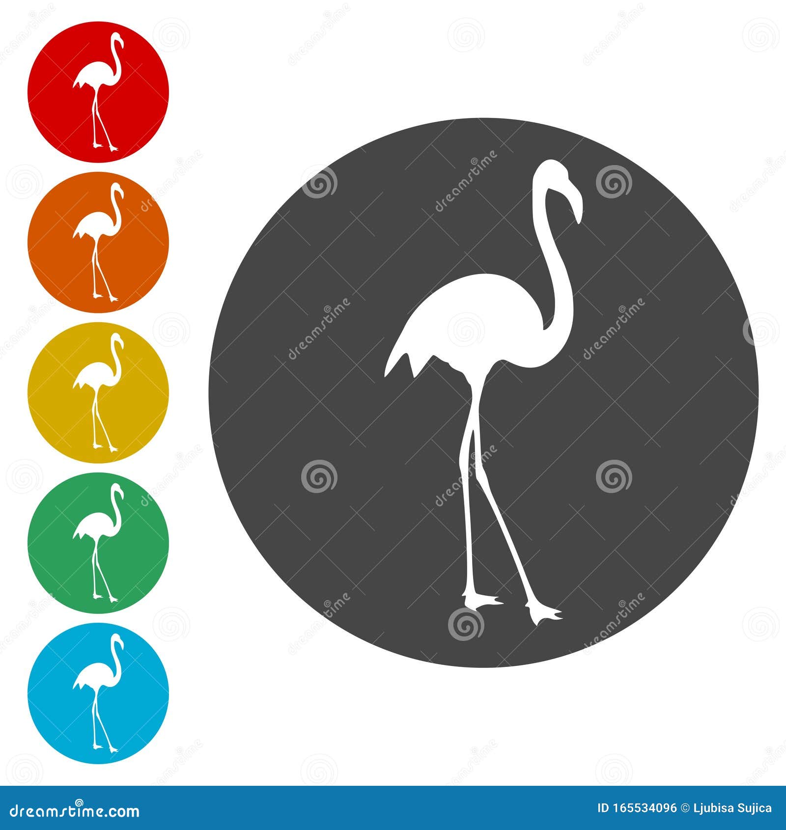 Flamingo Icons Set - Illustration Stock Vector - Illustration of nature ...