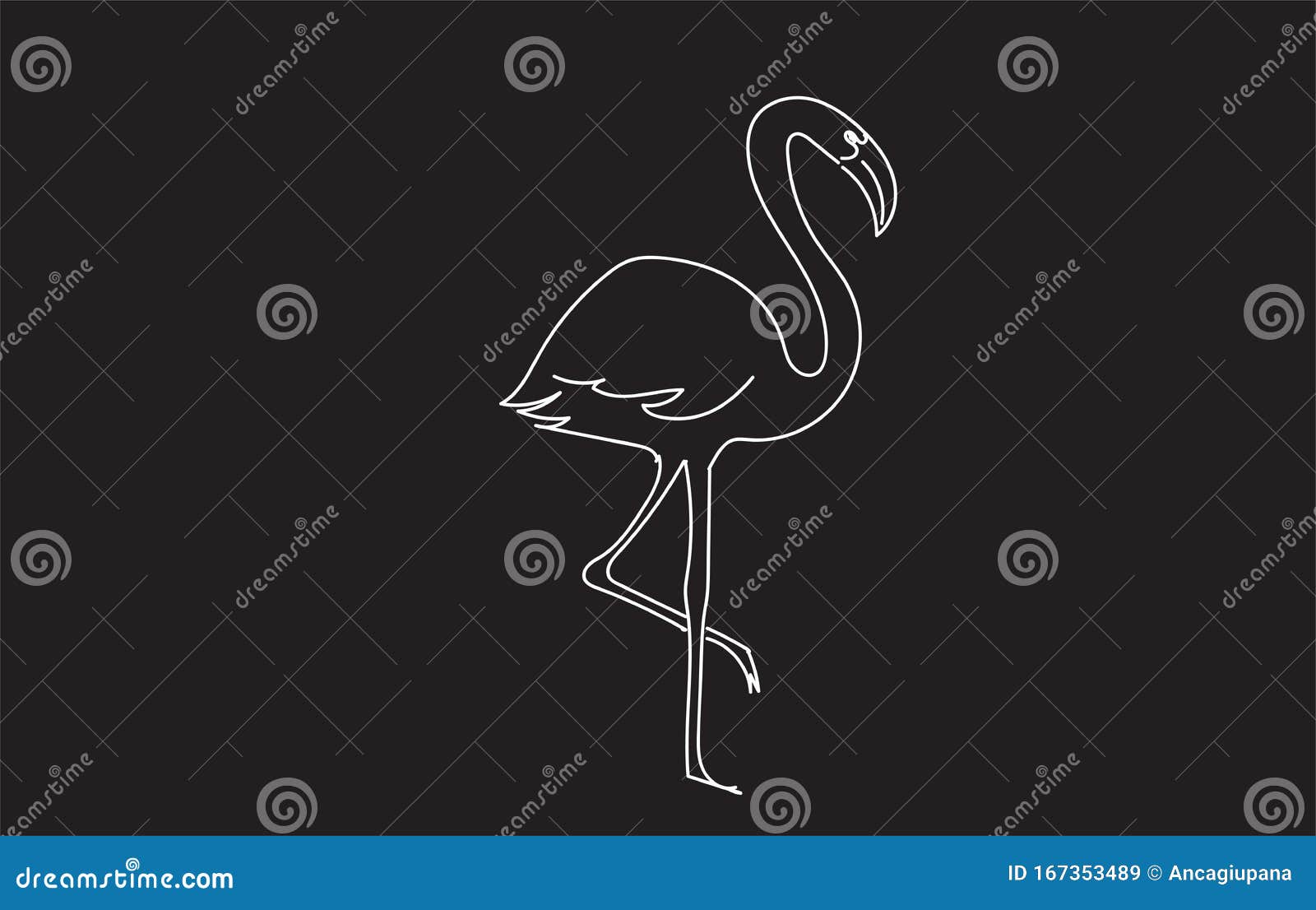 Flamingo Line Art Drawing stock vector. Illustration of design - 167353489