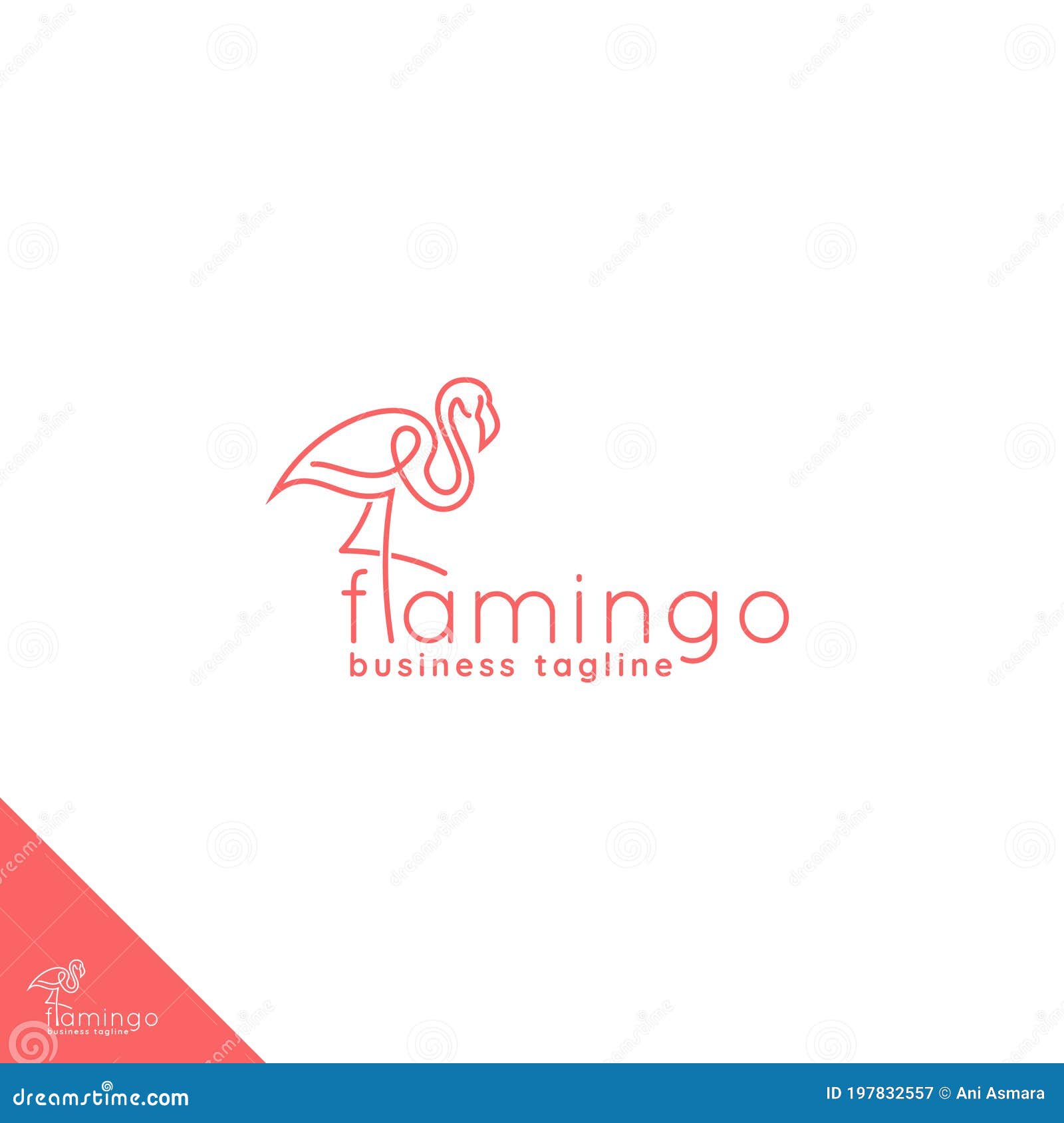 Flamingo Logo with Stylish Simple Line Art Concept Idea Stock Vector ...
