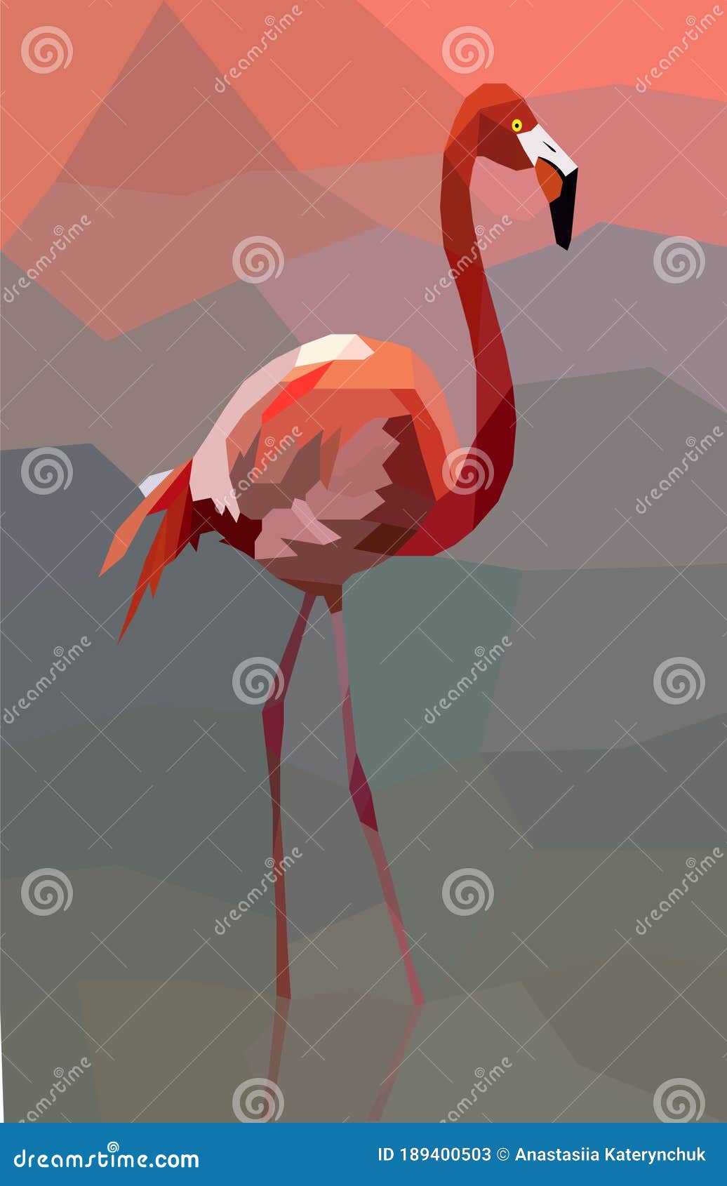 Flamingo Low Poly Style. Polygonal Flamingo Stock Vector - Illustration ...