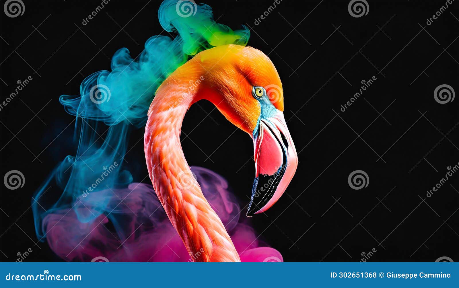 A Flamingo Made of Colorful Smoke Stock Illustration - Illustration of ...