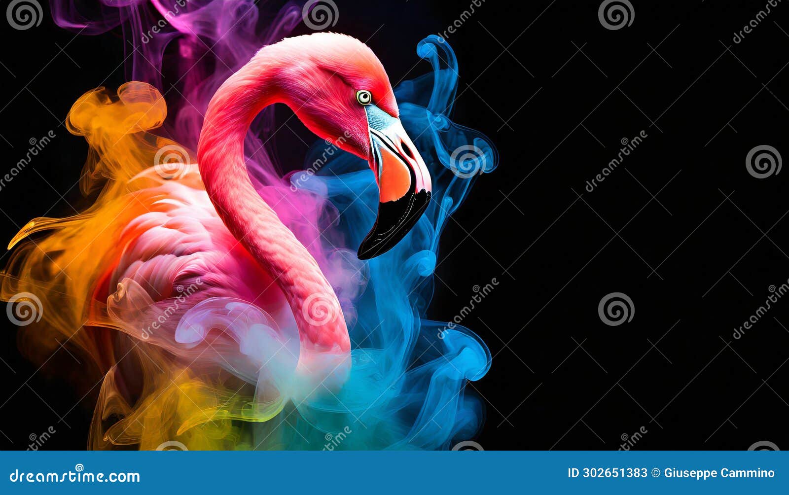 A Flamingo Made of Colorful Smoke Stock Illustration - Illustration of ...