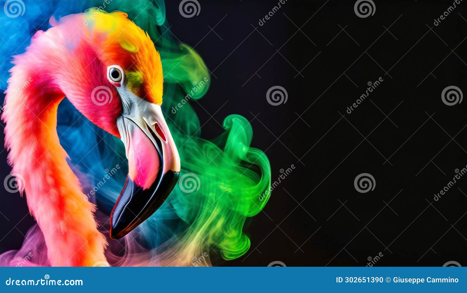A Flamingo Made of Colorful Smoke Stock Illustration - Illustration of ...