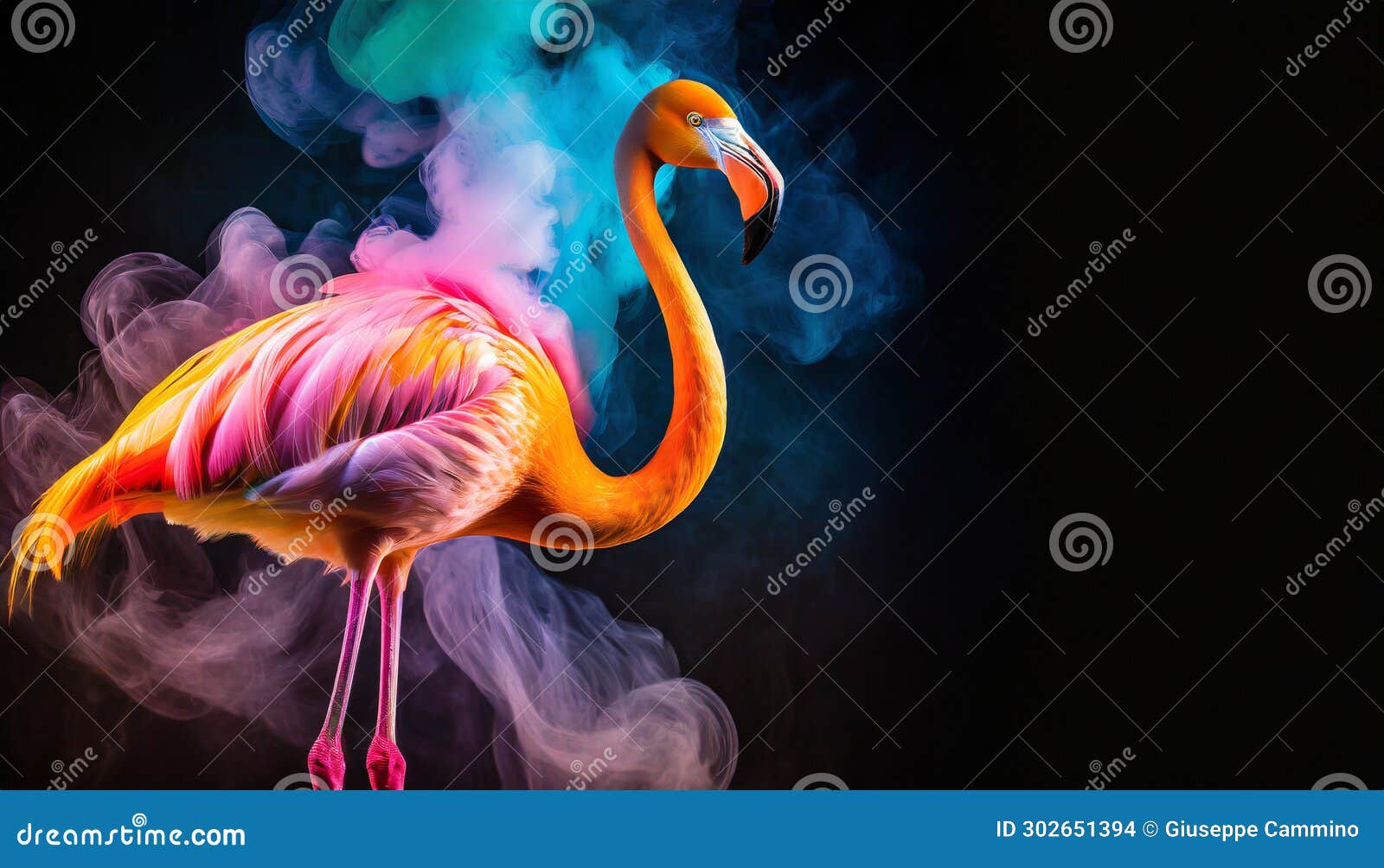 A Flamingo Made of Colorful Smoke Stock Illustration - Illustration of ...