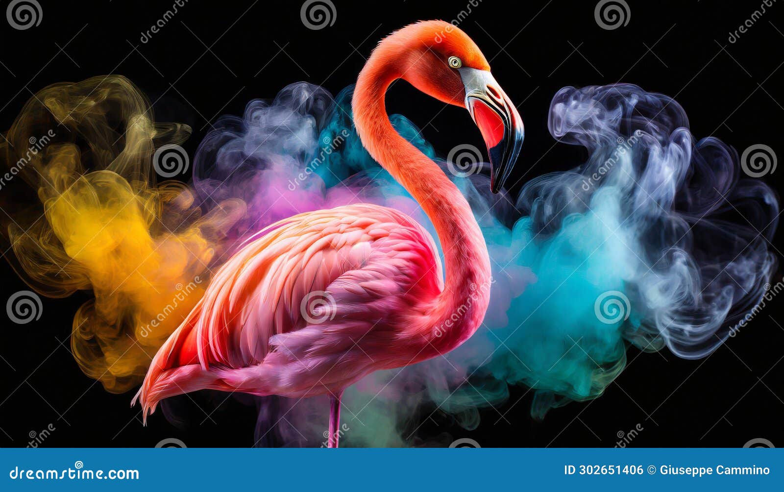 A Flamingo Made of Colorful Smoke Stock Illustration - Illustration of ...