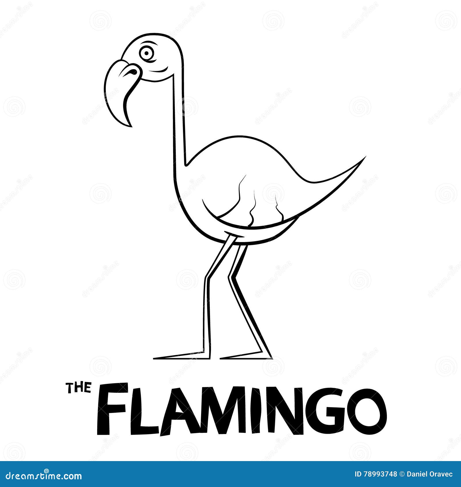 Flamingo Outline Cartoon stock vector. Illustration of outline - 78993748