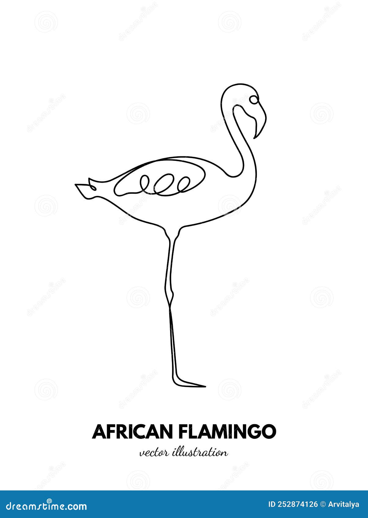 Flamingo outline stock vector. Illustration of nature - 252874126